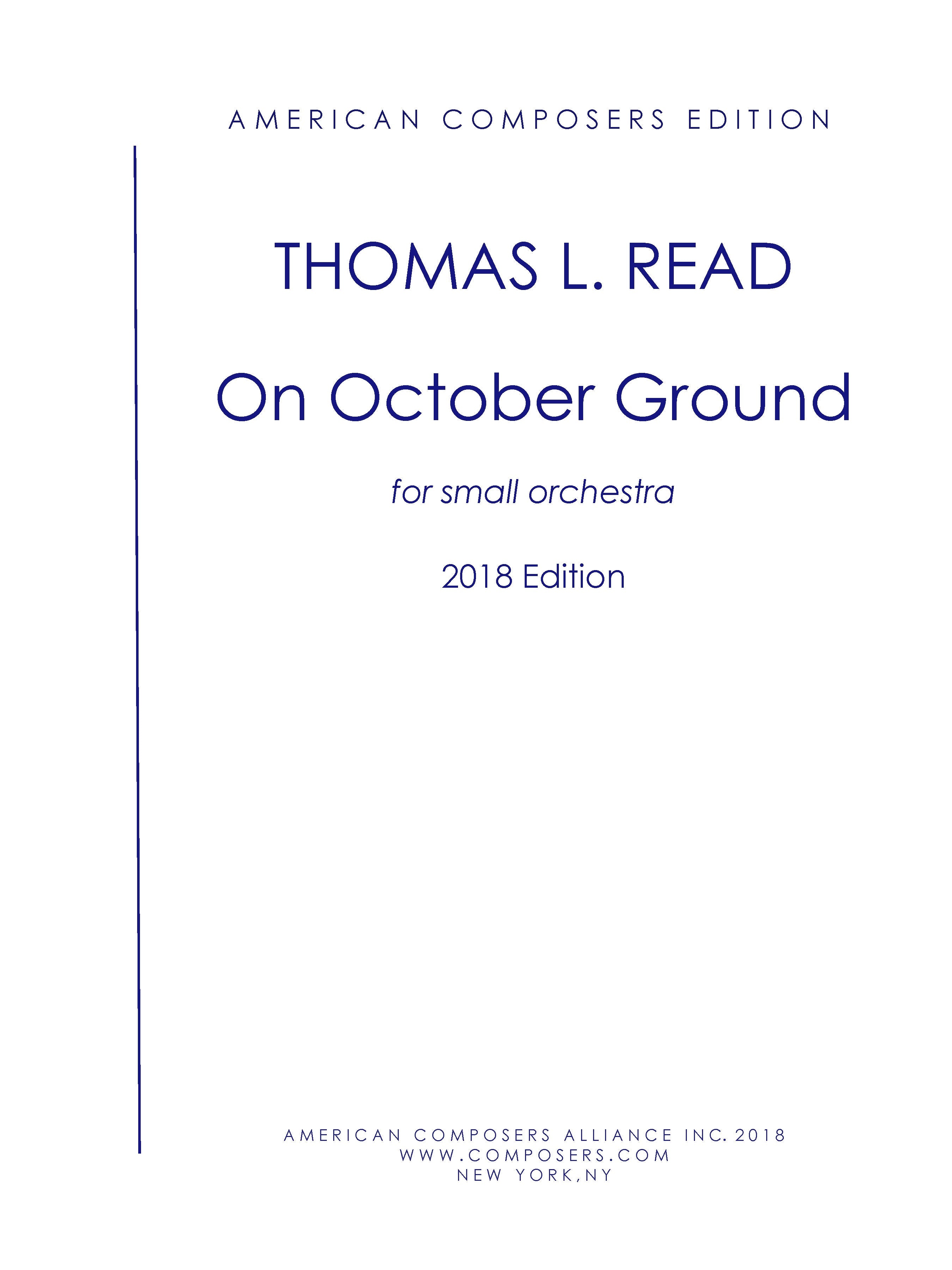 ON OCTOBER GROUND – American Composers Alliance