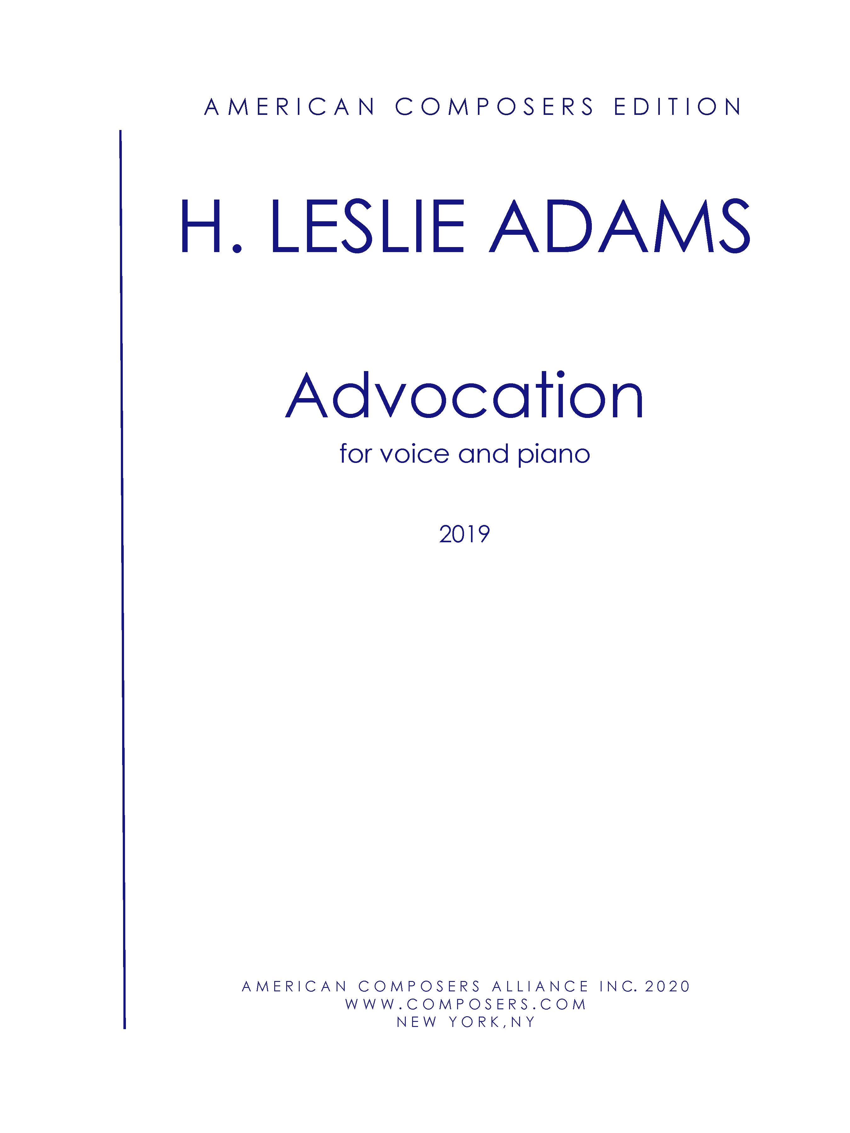 Advocation (from Collected Songs) – American Composers Alliance