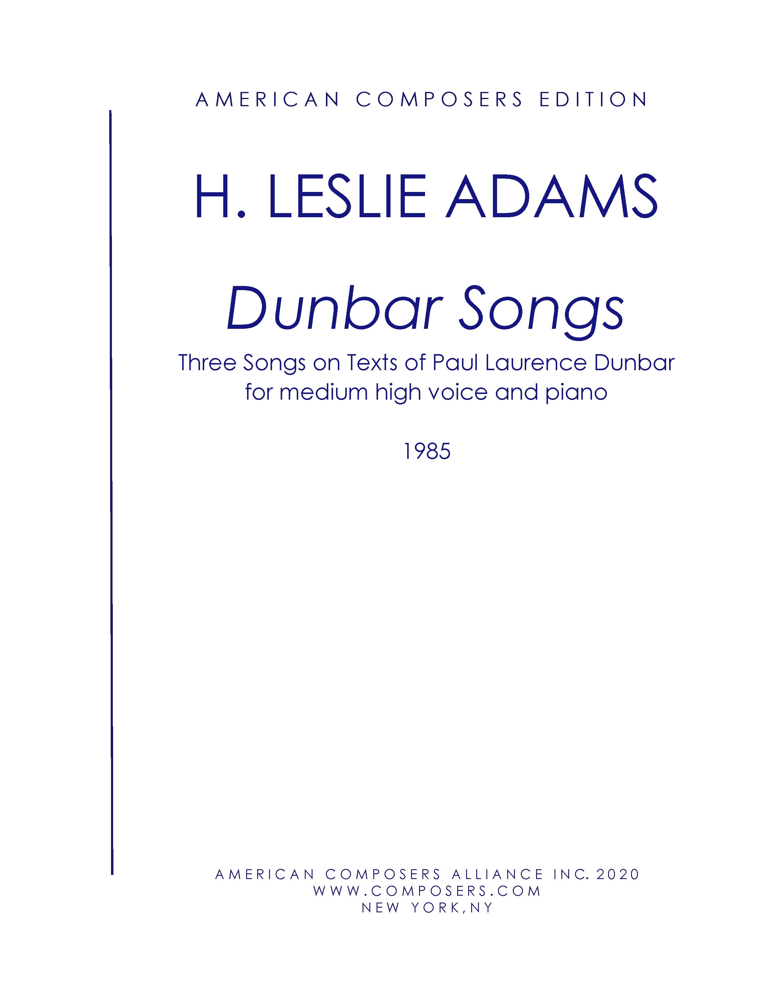 DUNBAR SONGS – American Composers Alliance