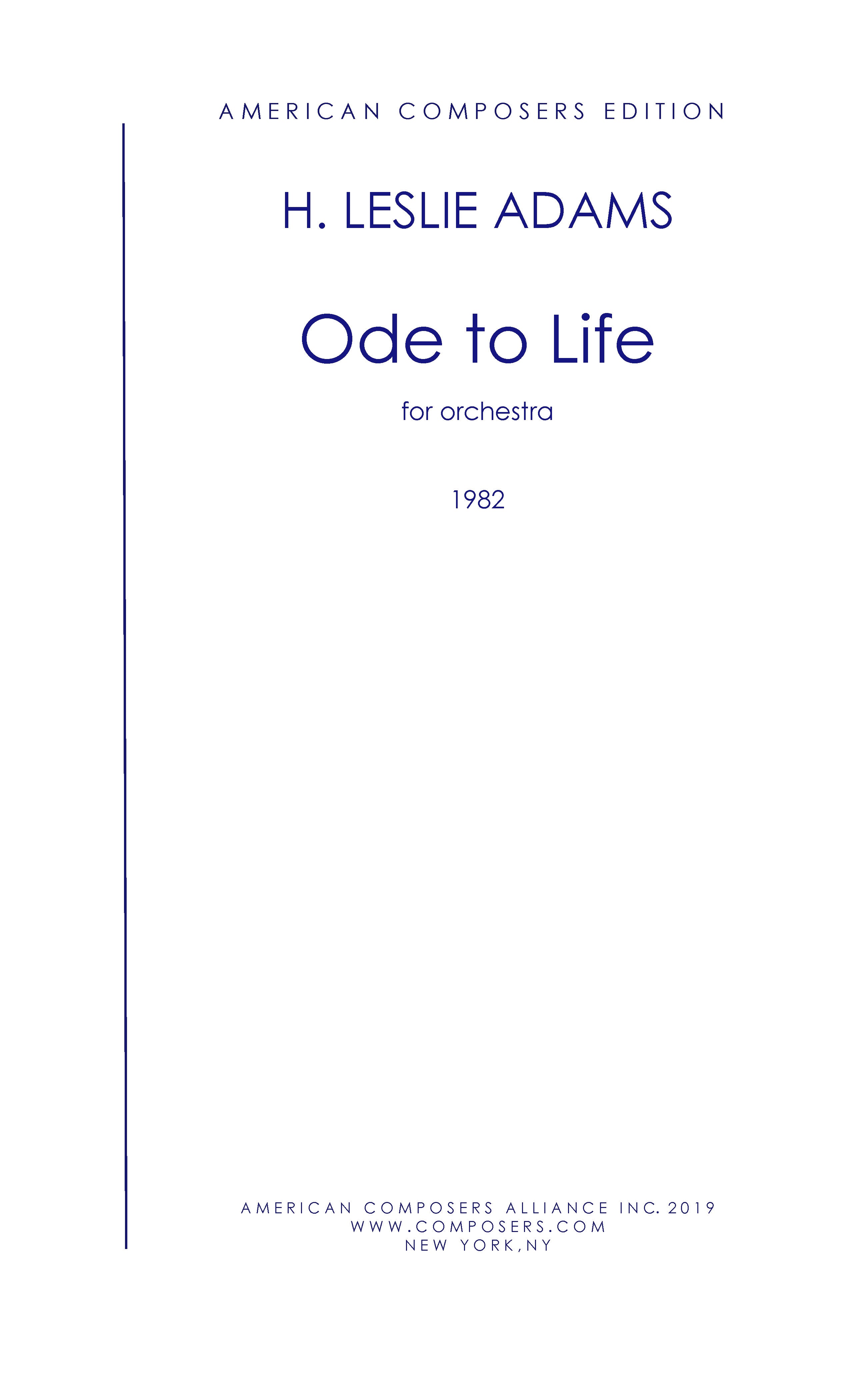 Ode to Life – American Composers Alliance