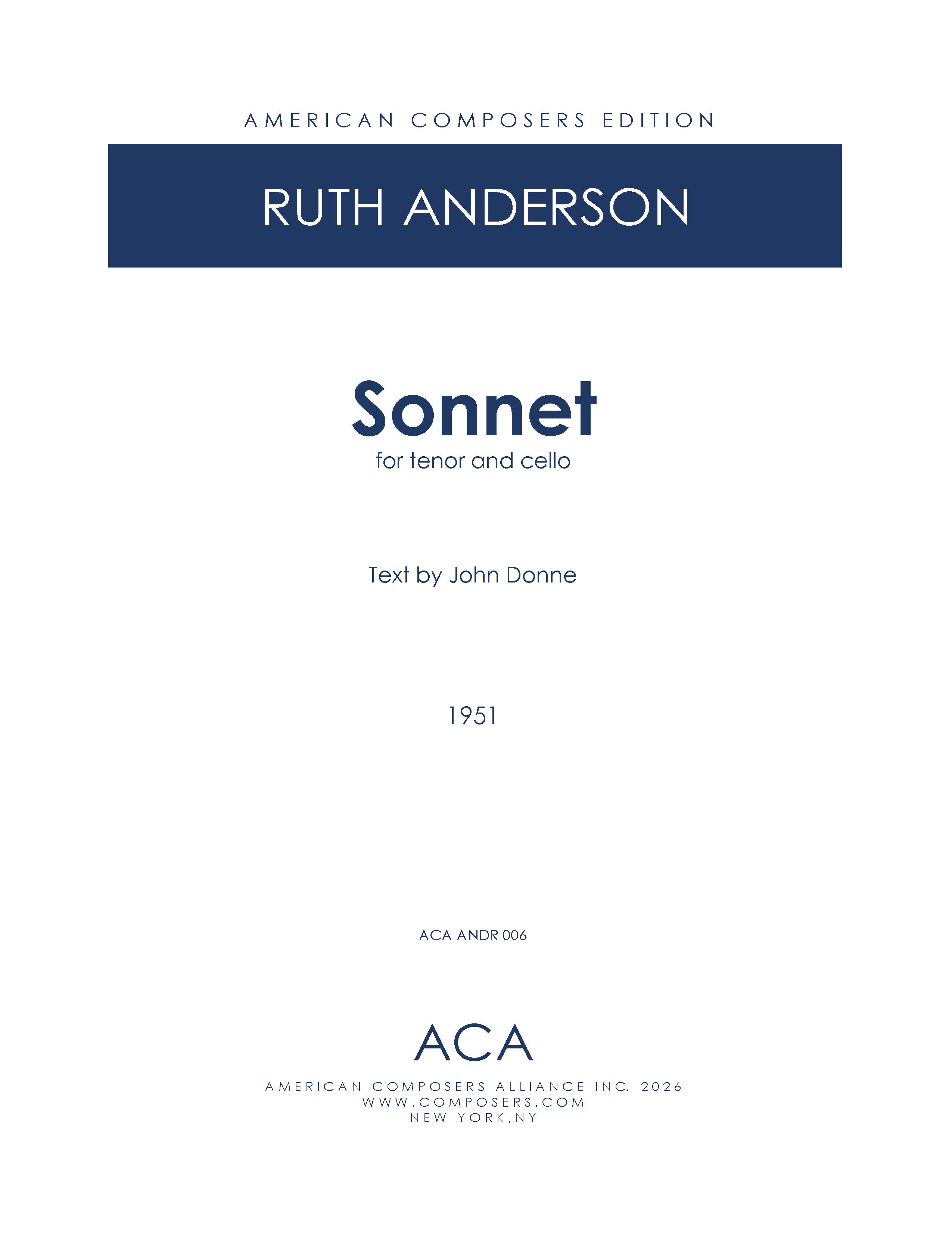 Sonnet – American Composers Alliance