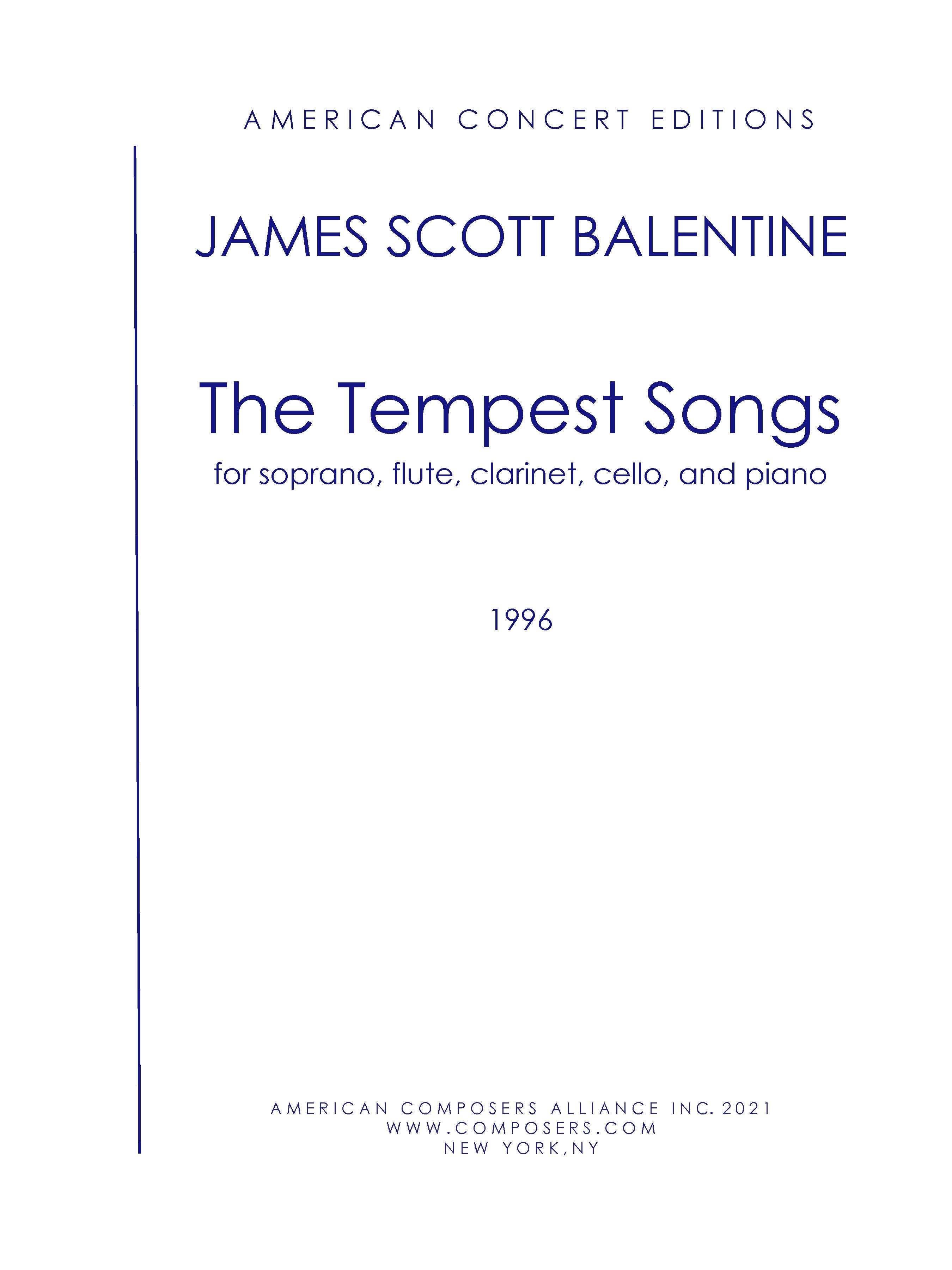 Tempest Songs – American Composers Alliance