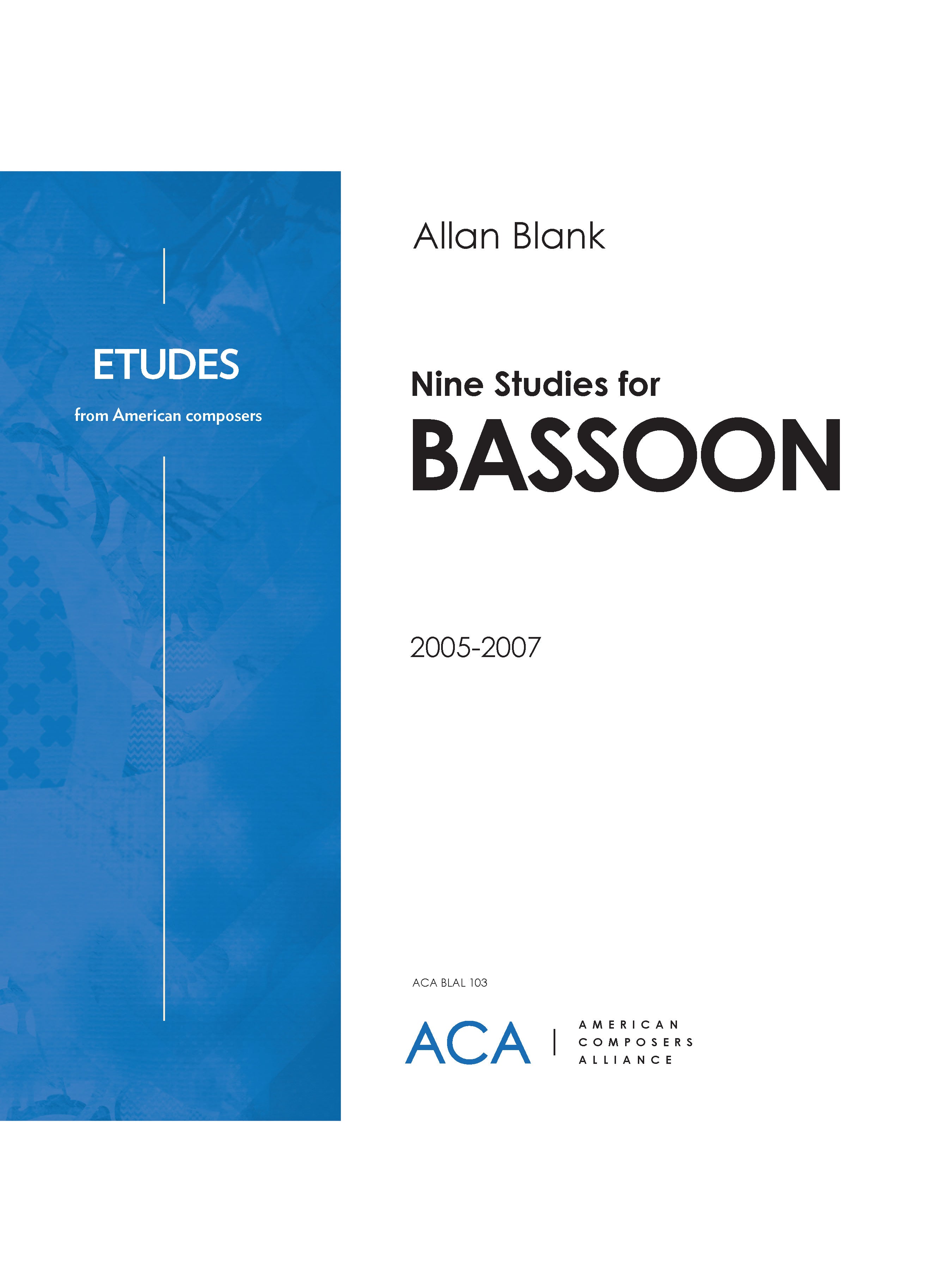 Nine Studies for Bassoon – American Composers Alliance