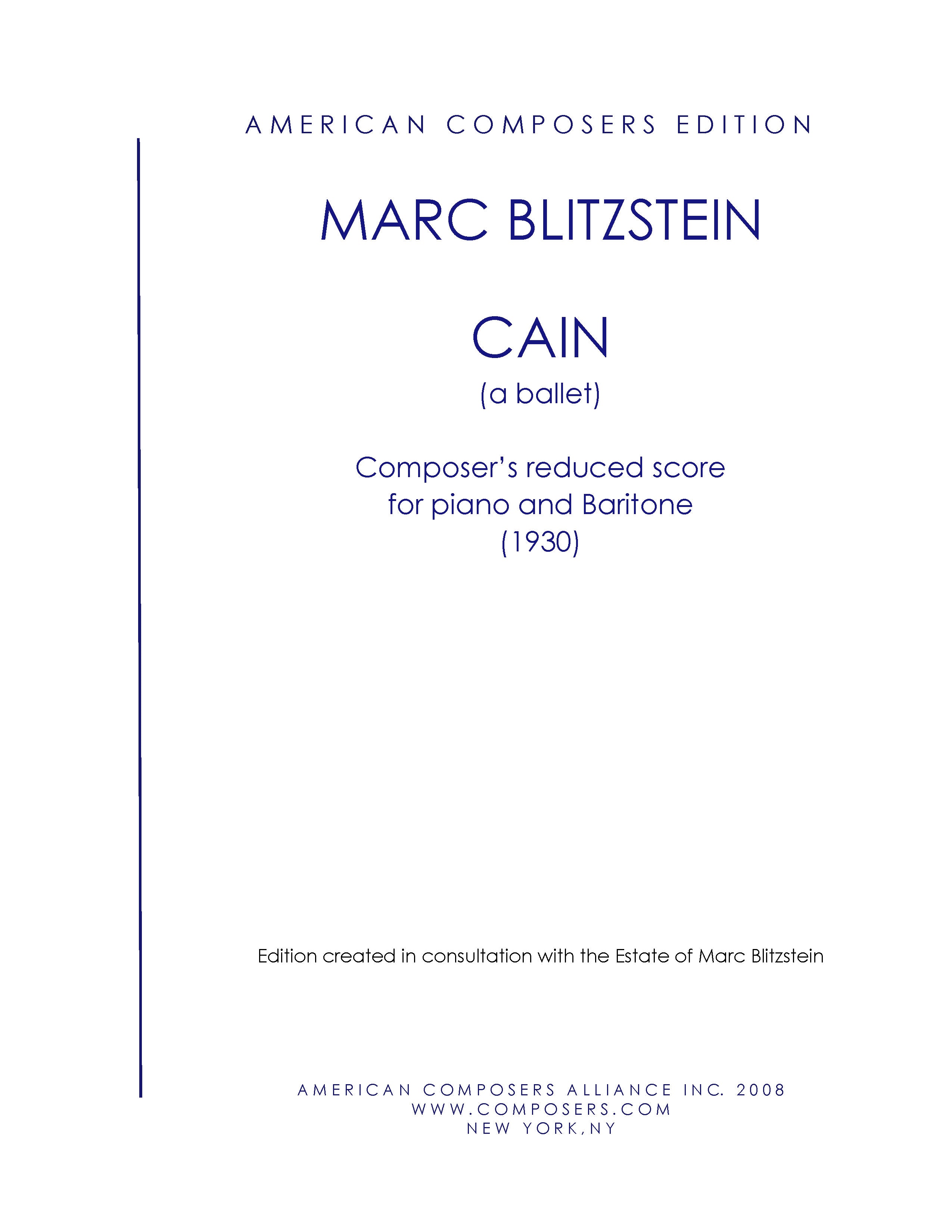 CAIN (piano version) – American Composers Alliance