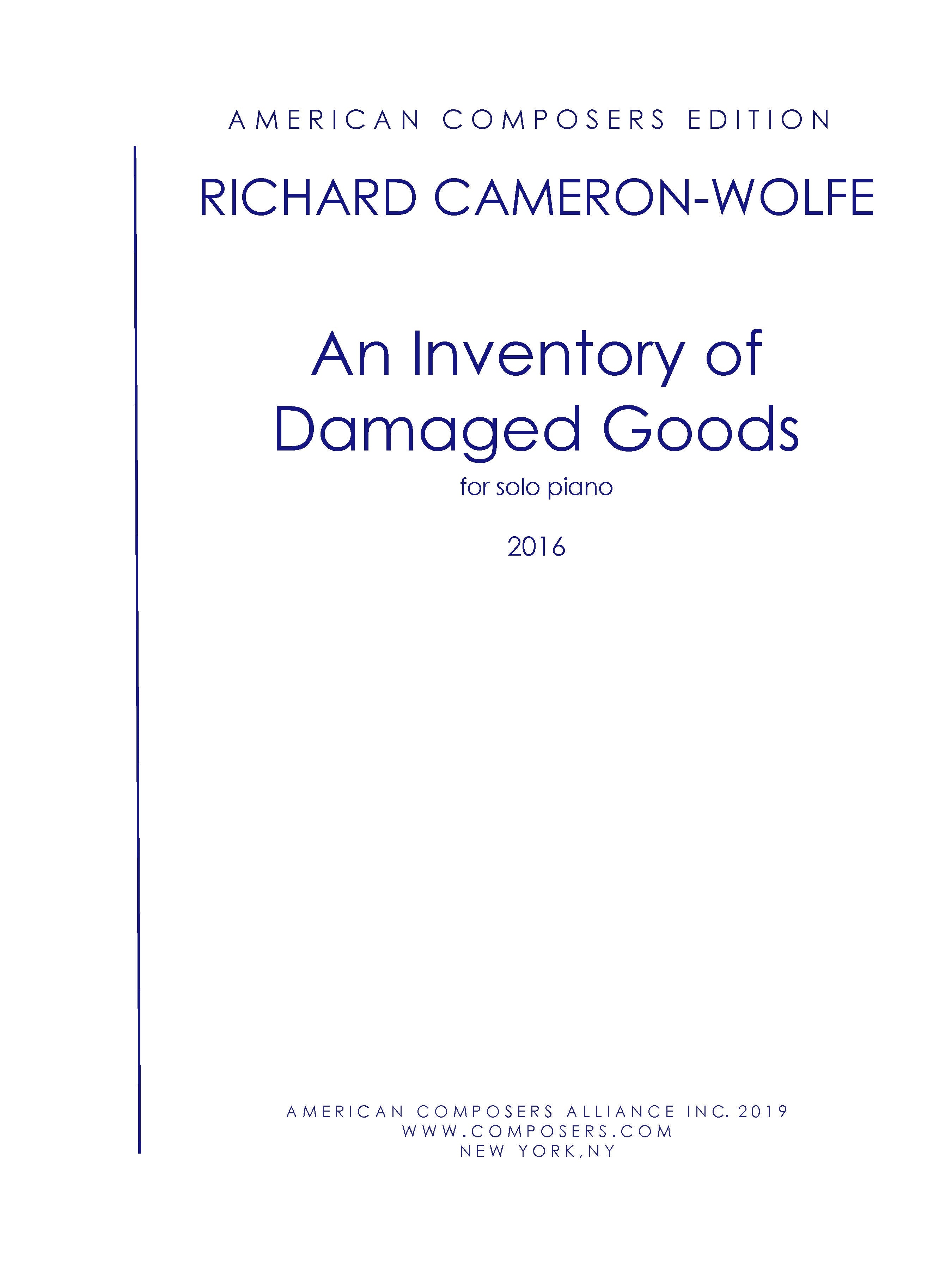 Inventory Of Damaged Goods – American Composers Alliance