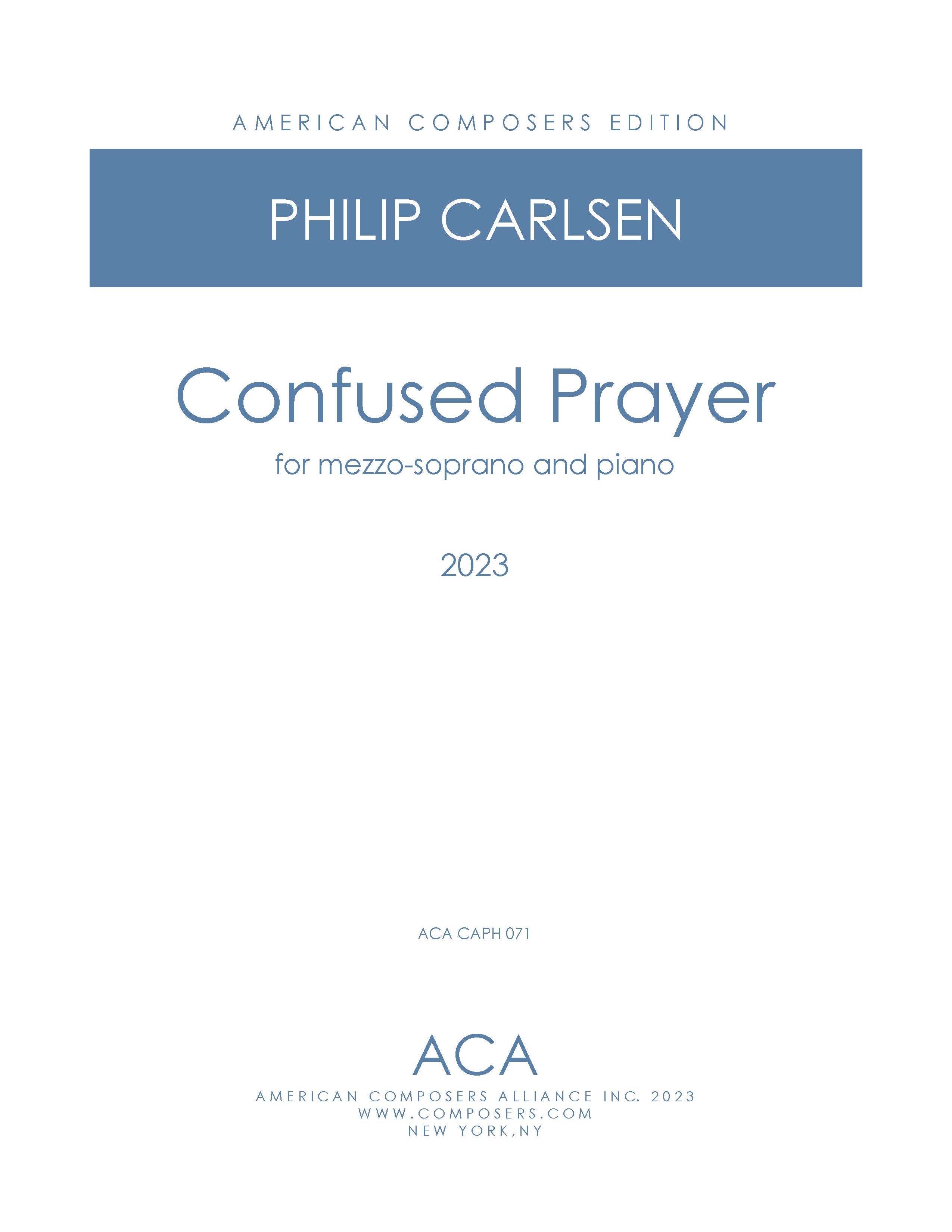 Confused Prayer – American Composers Alliance