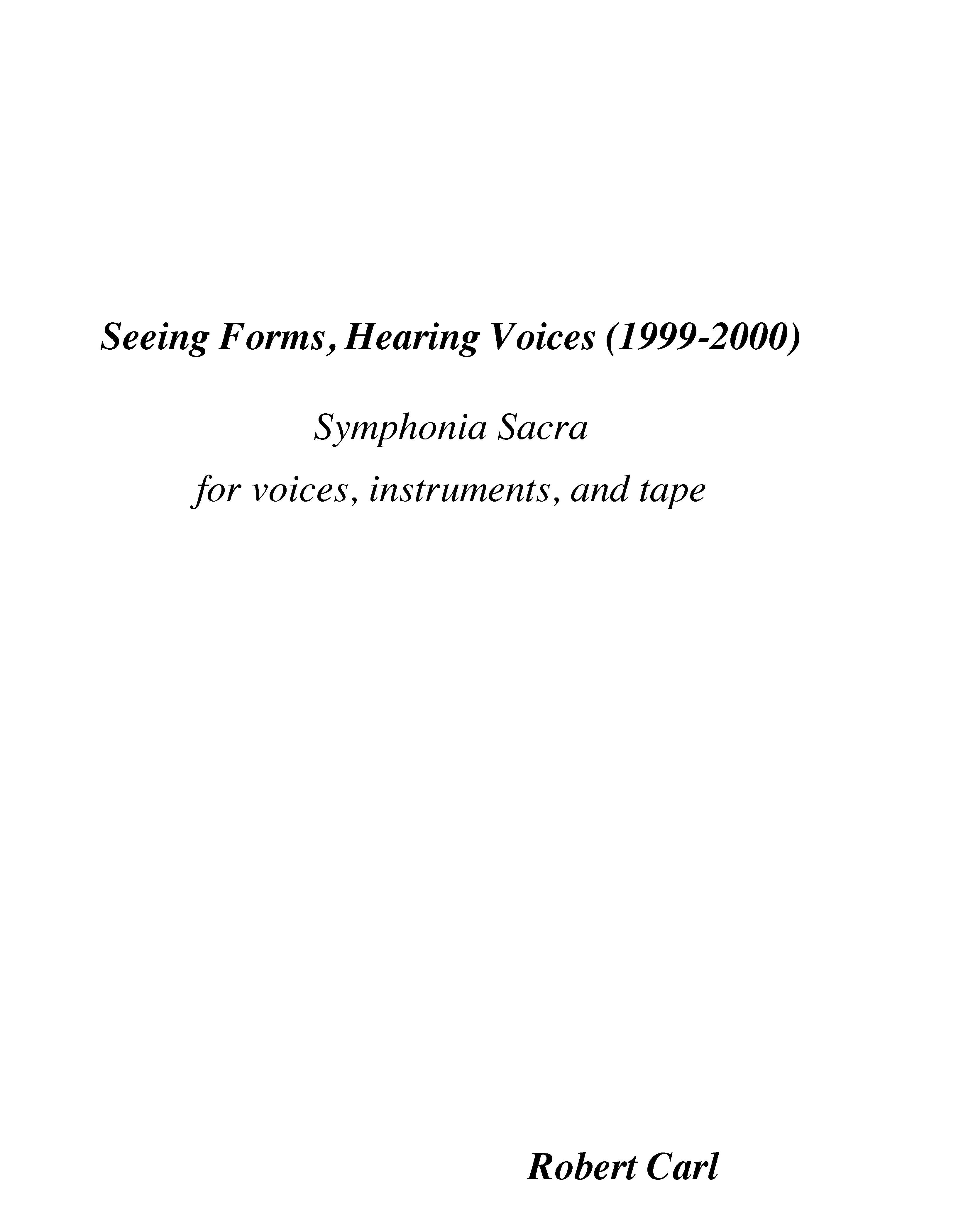Seeing Forms, Hearing Voices – American Composers Alliance