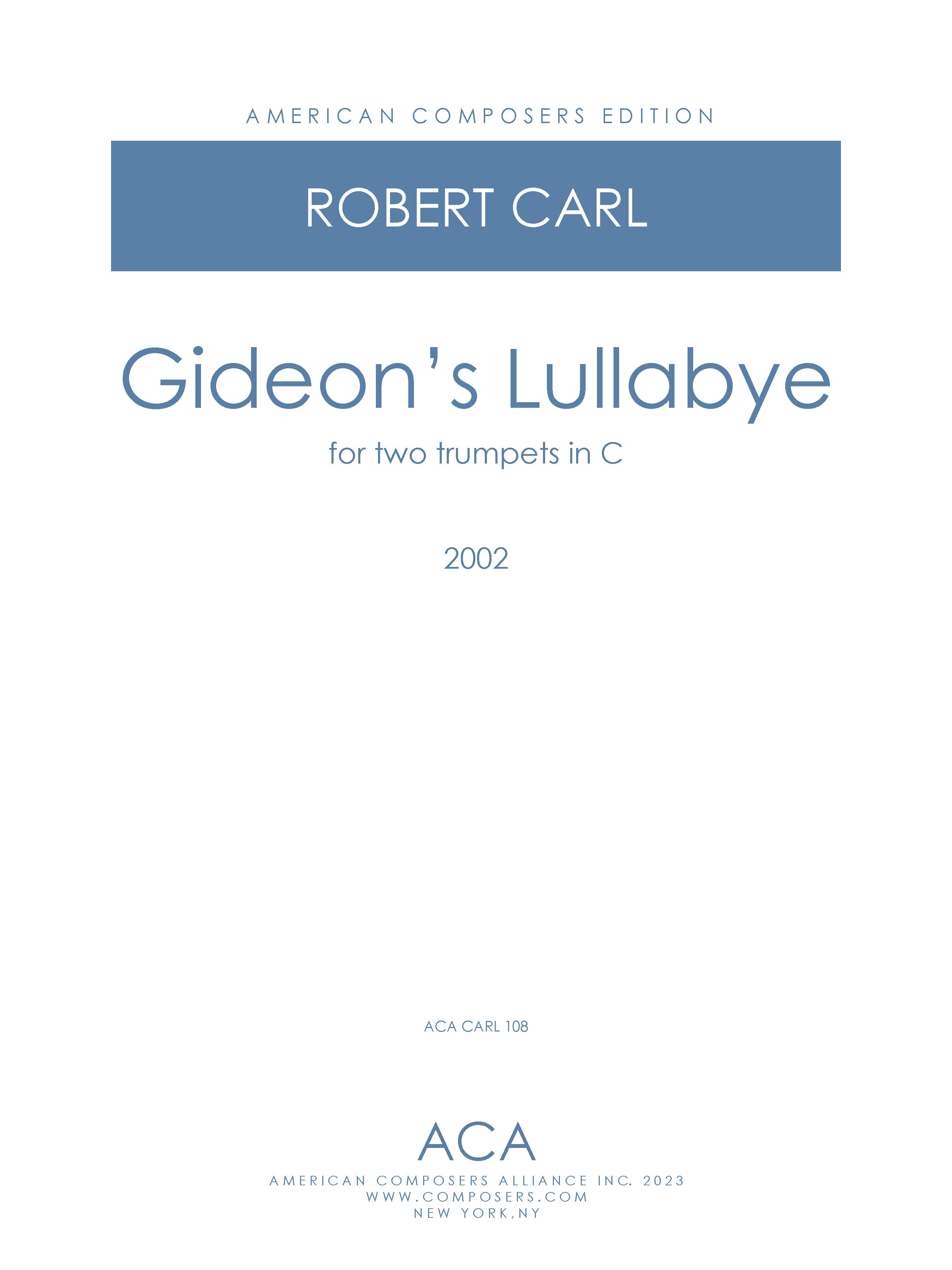 Gideon's Lullabye – American Composers Alliance
