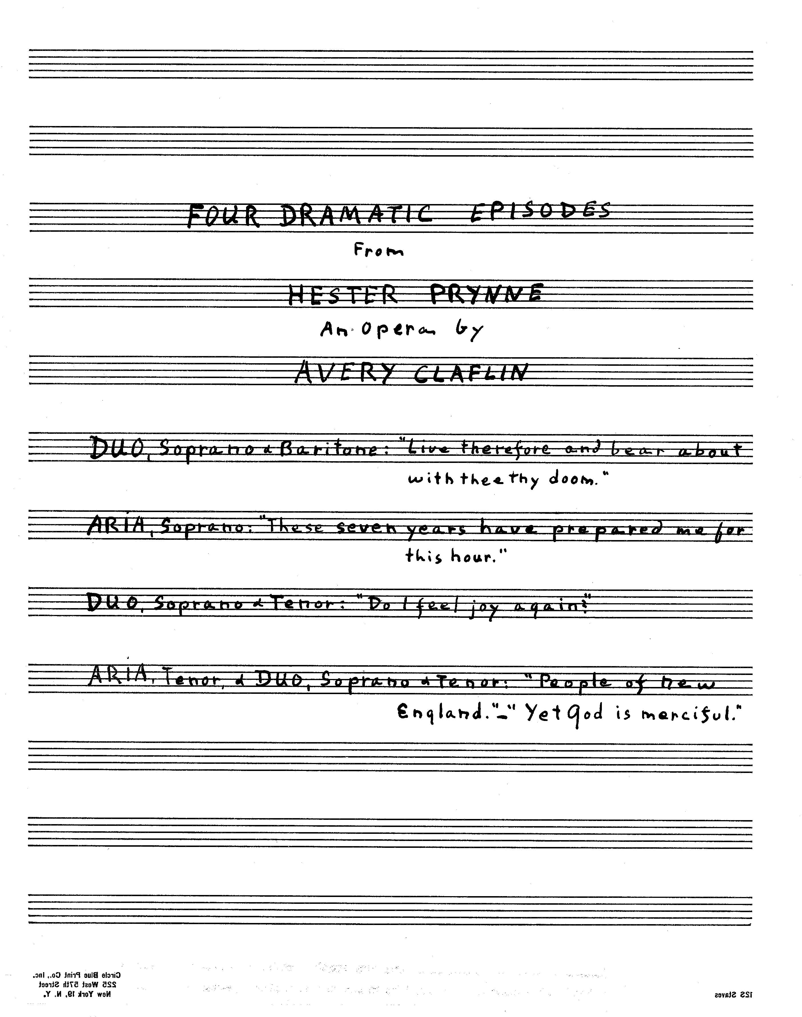 Hester Prynne: Four Dramatic Episodes – American Composers Alliance