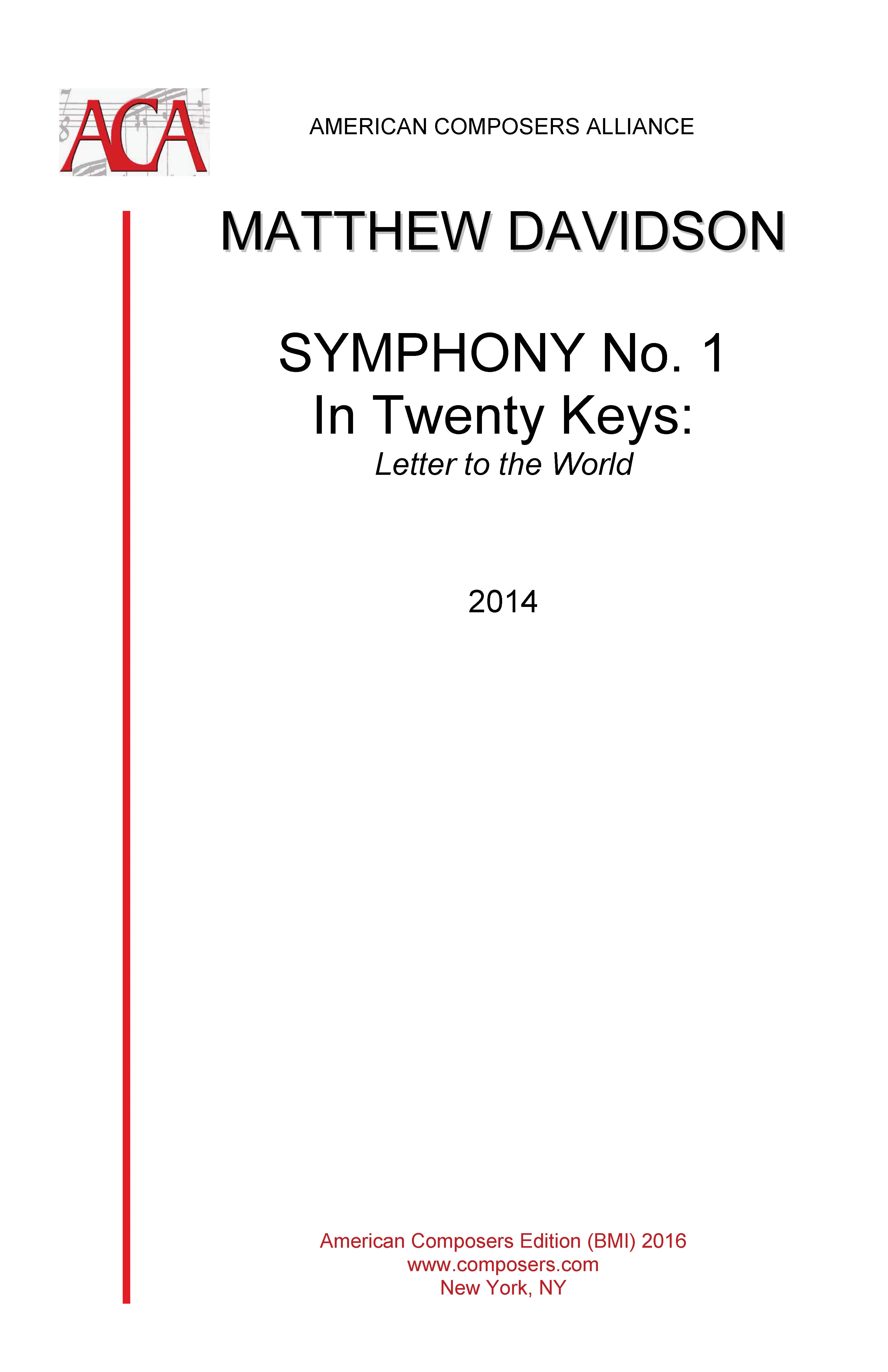 Symphony No. 1 In 20 Keys – American Composers Alliance