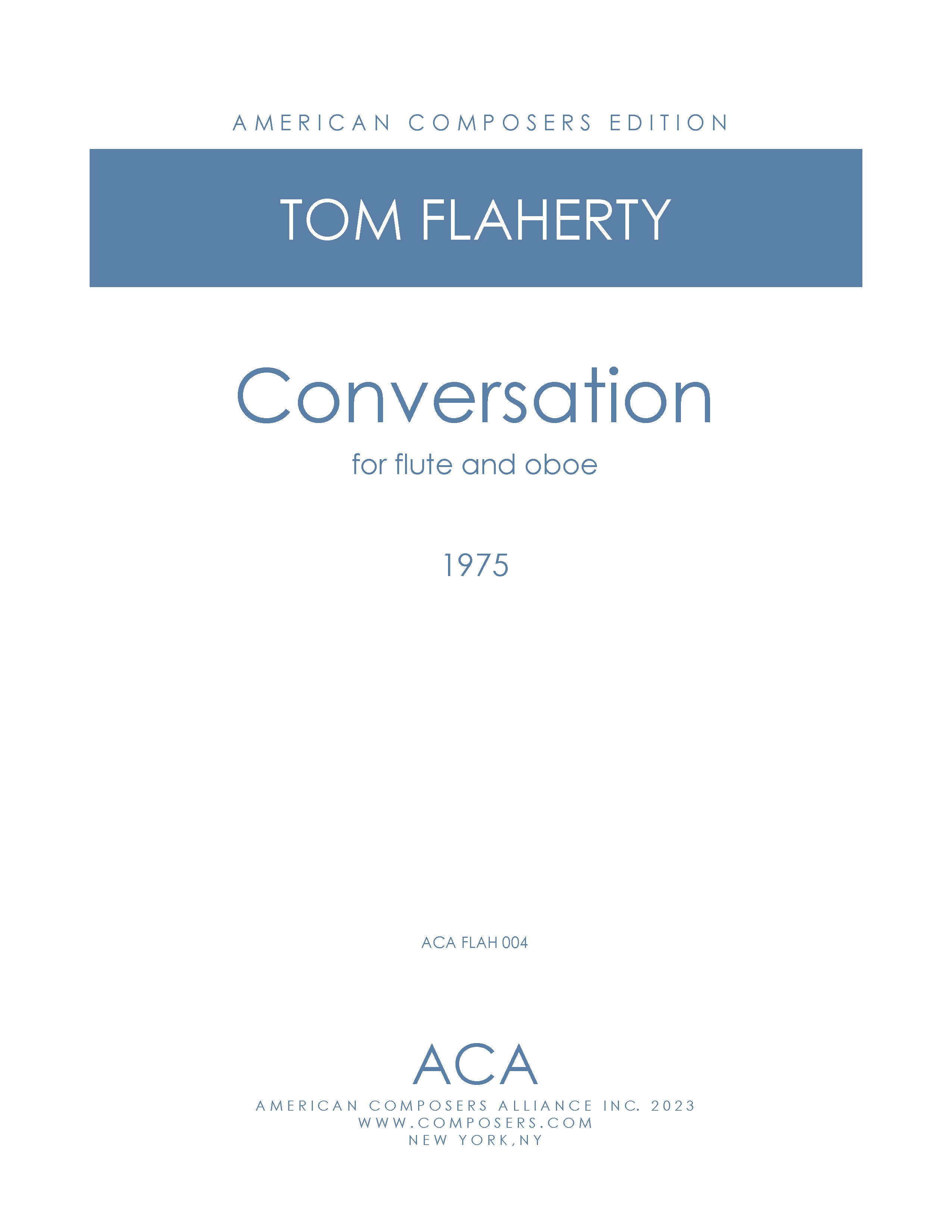Conversation For Flute And Oboe – American Composers Alliance