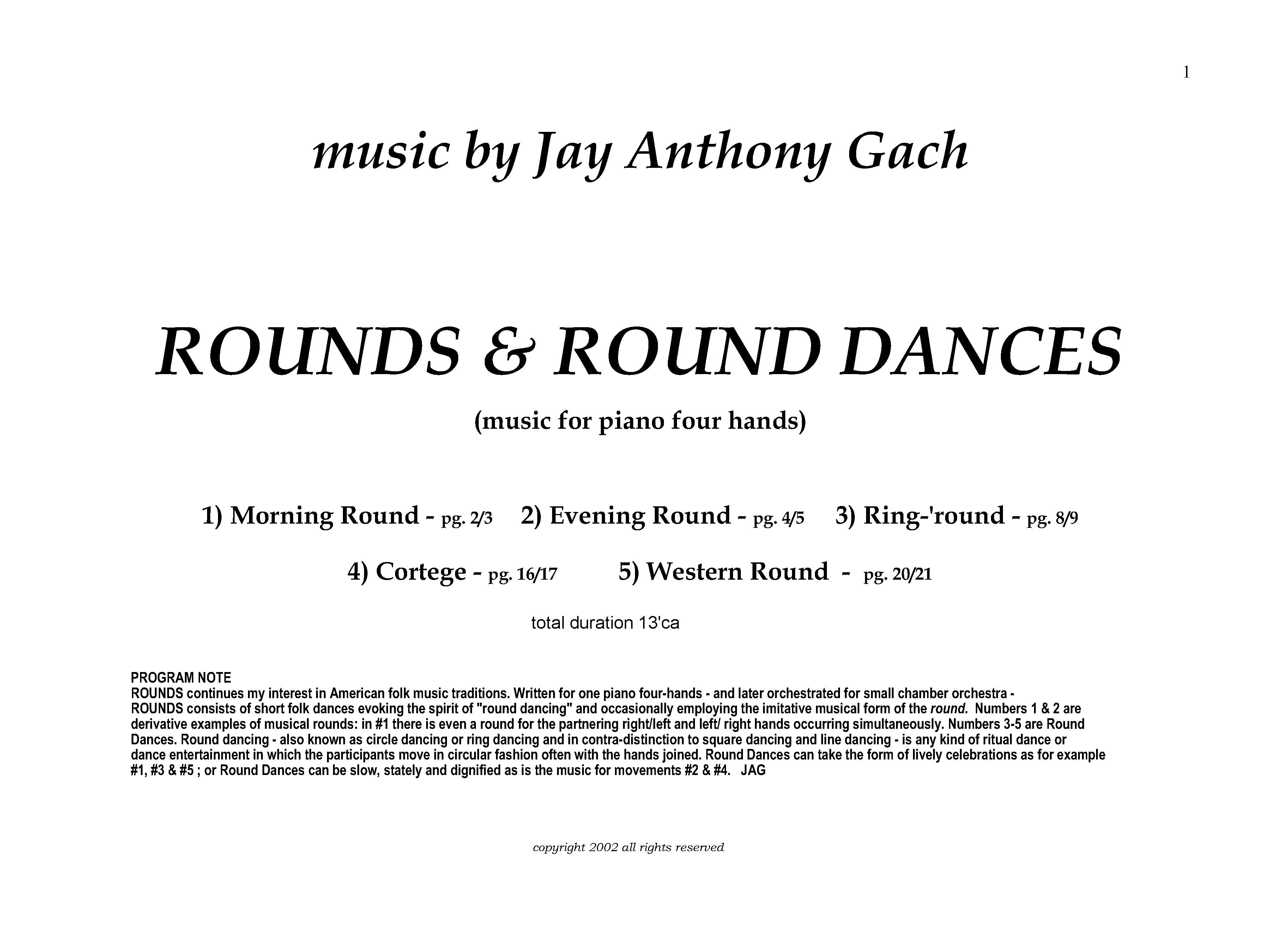 Rounds and Round Dances – American Composers Alliance