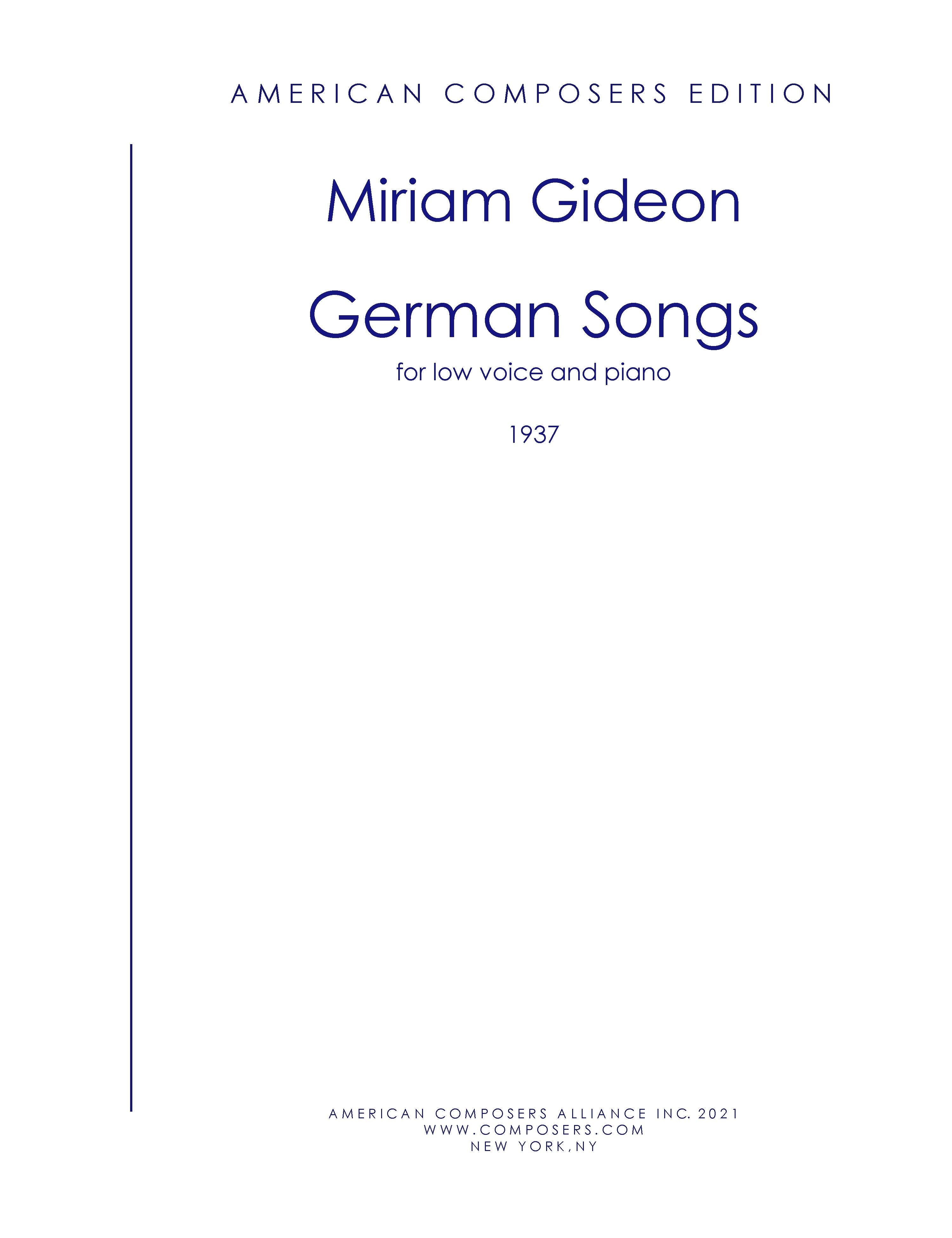 GERMAN SONGS - low voice and piano – American Composers Alliance