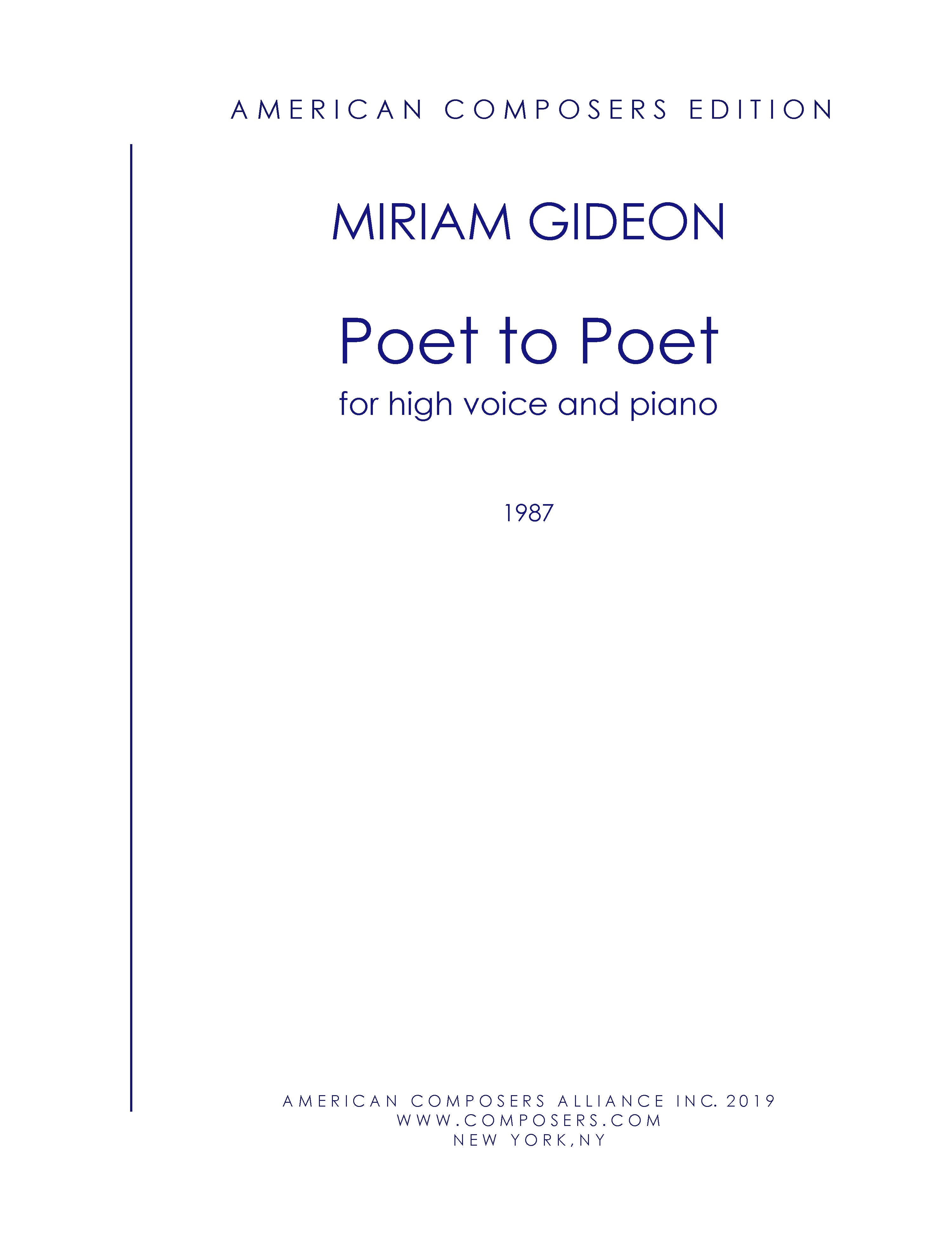 POET TO POET Song Cycle for High Voice and Piano – American Composers ...