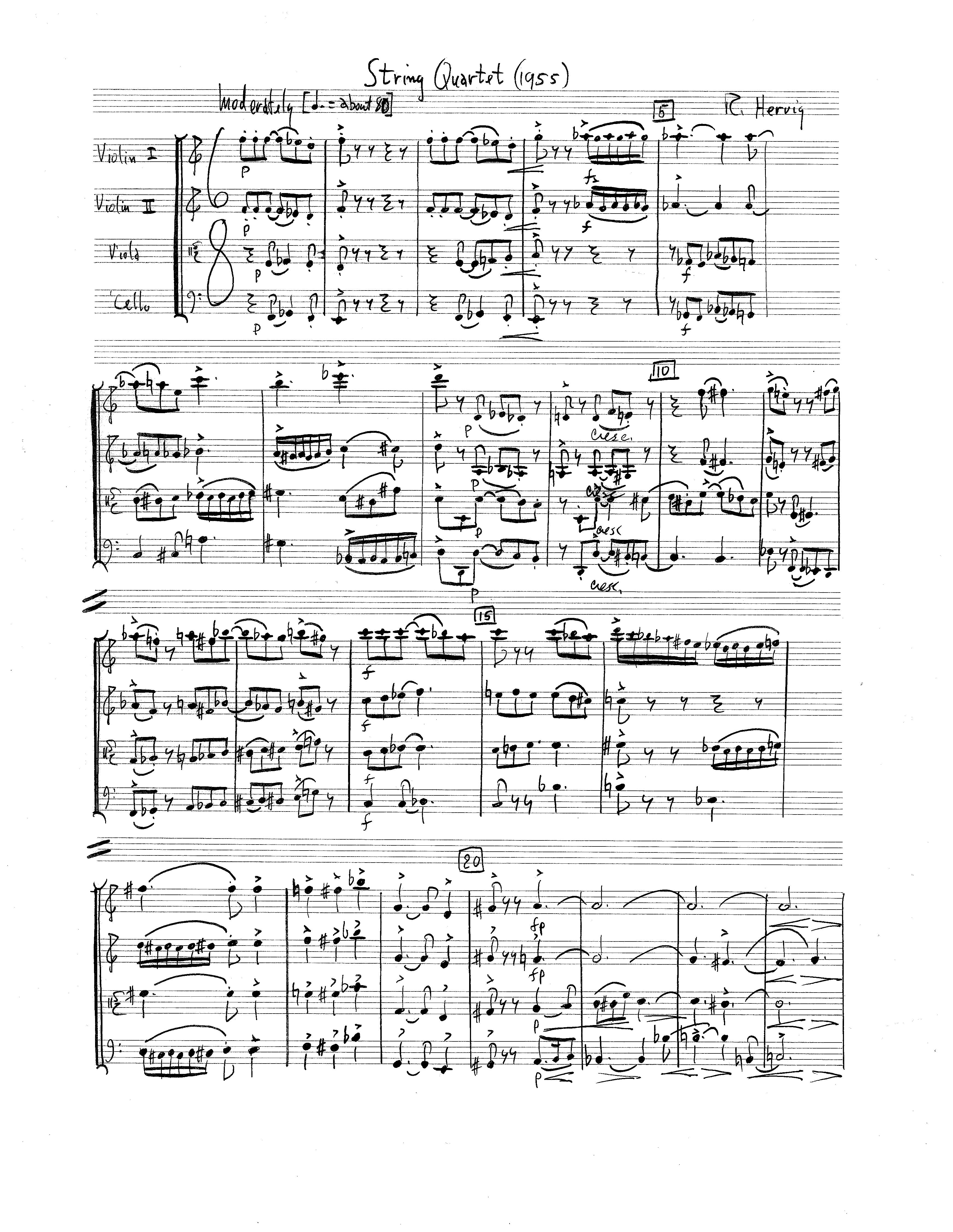 STRING QUARTET (1955) – American Composers Alliance