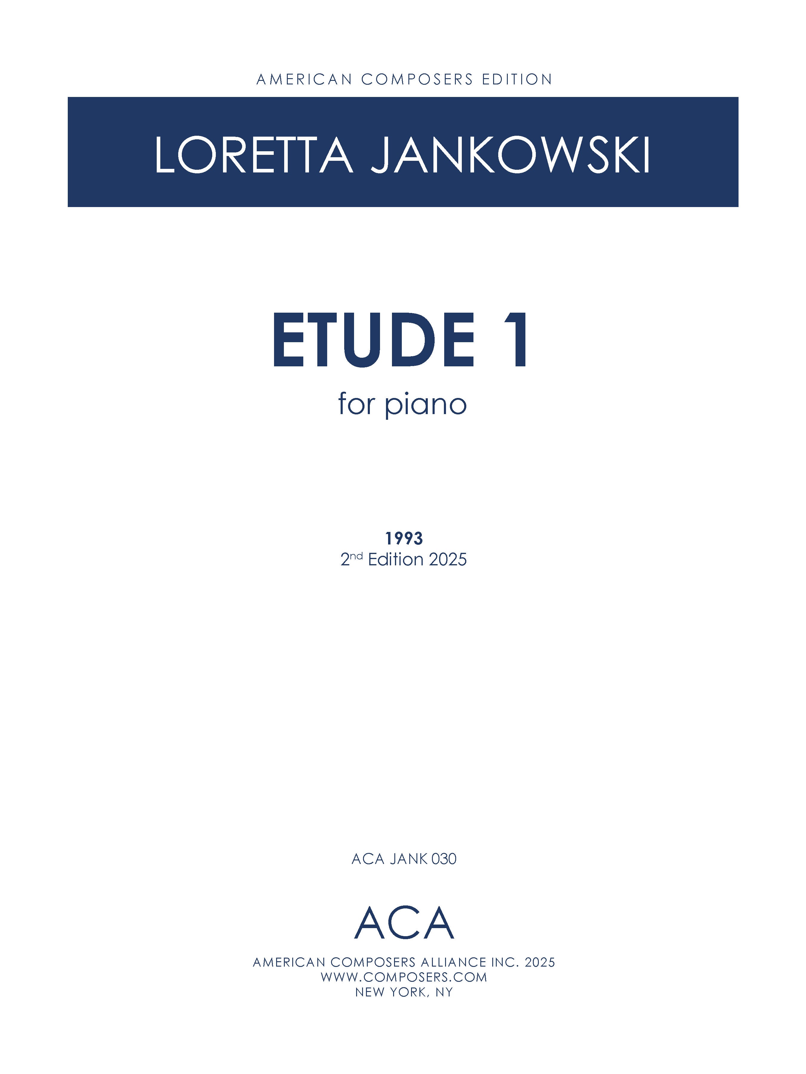 Etude 1 American Composers Alliance