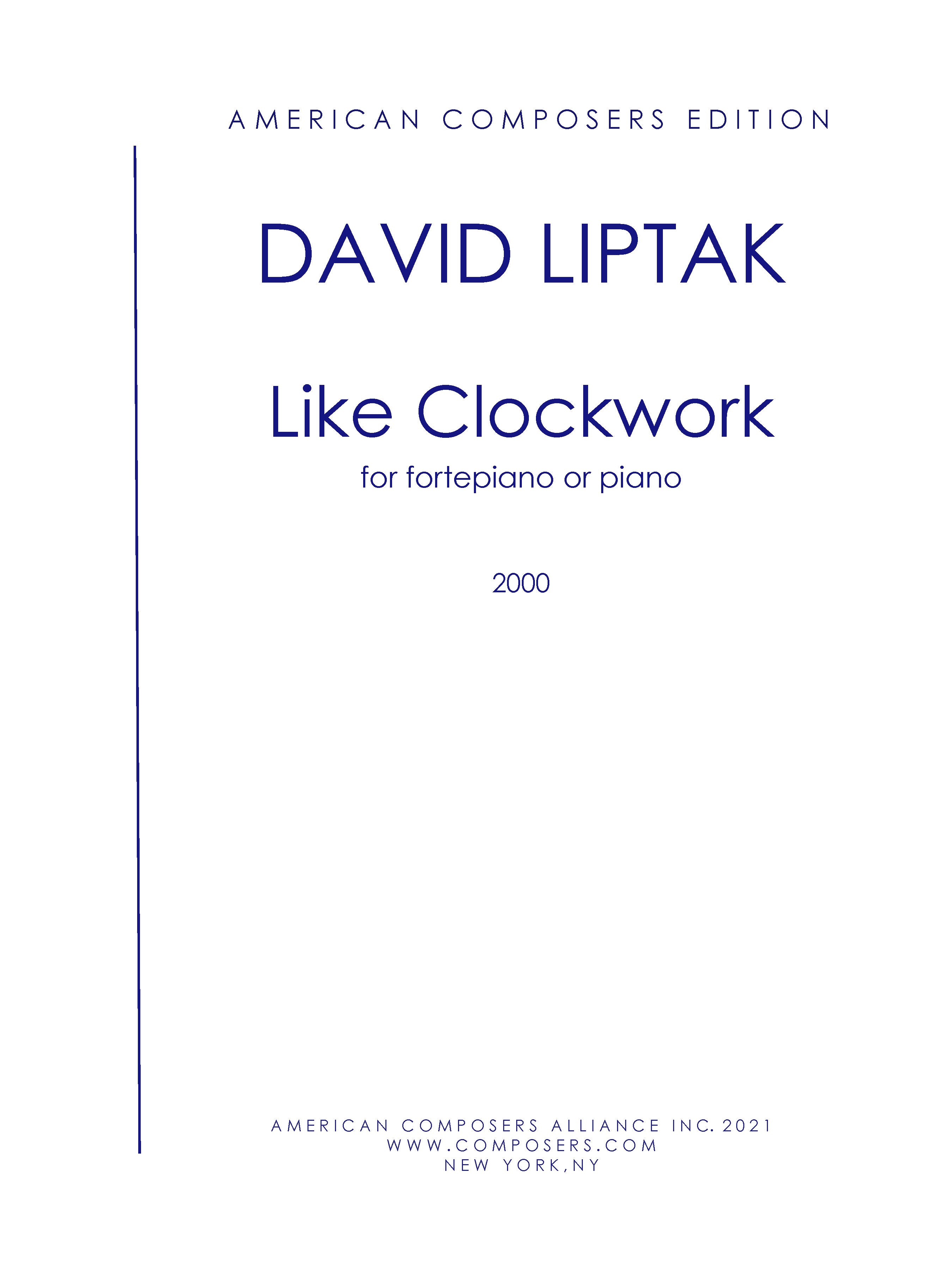 LIKE CLOCKWORK – American Composers Alliance