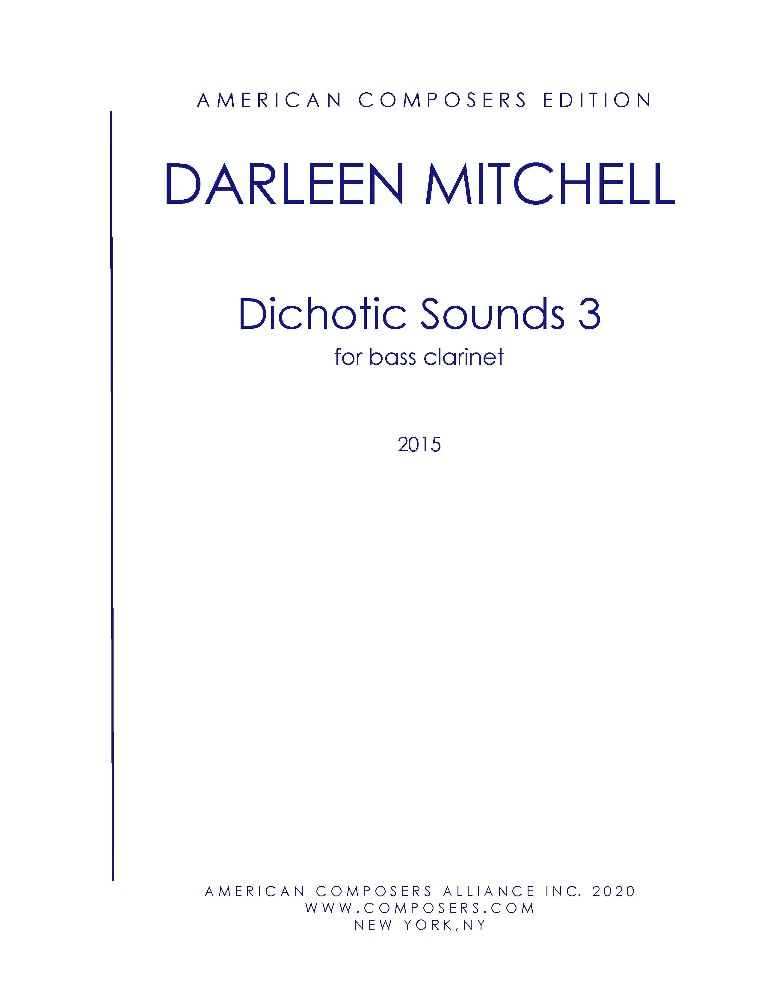 Dichotic Sounds 3 - For Bass Clarinet – American Composers Alliance