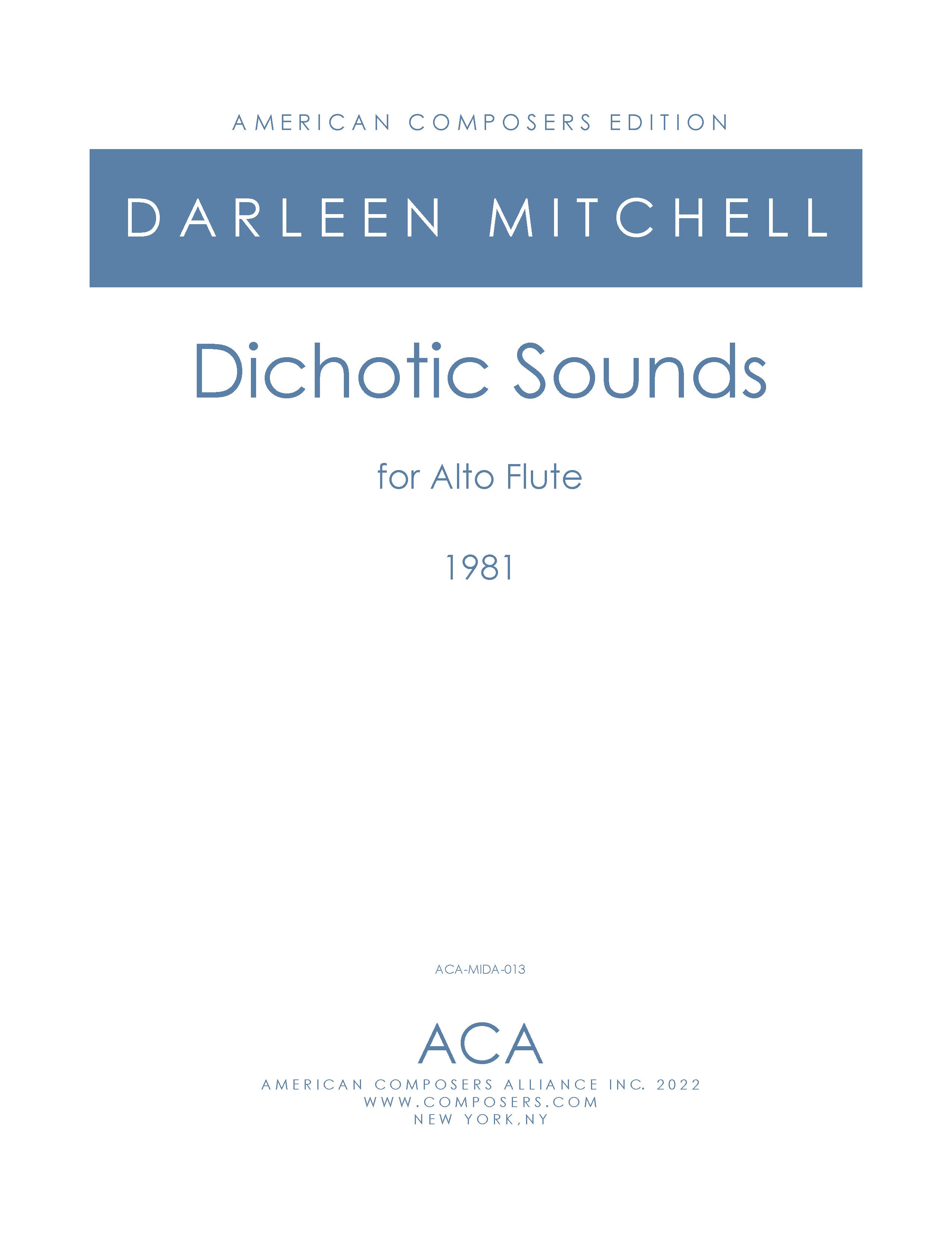 Dichotic Sounds - Alto Flute – American Composers Alliance