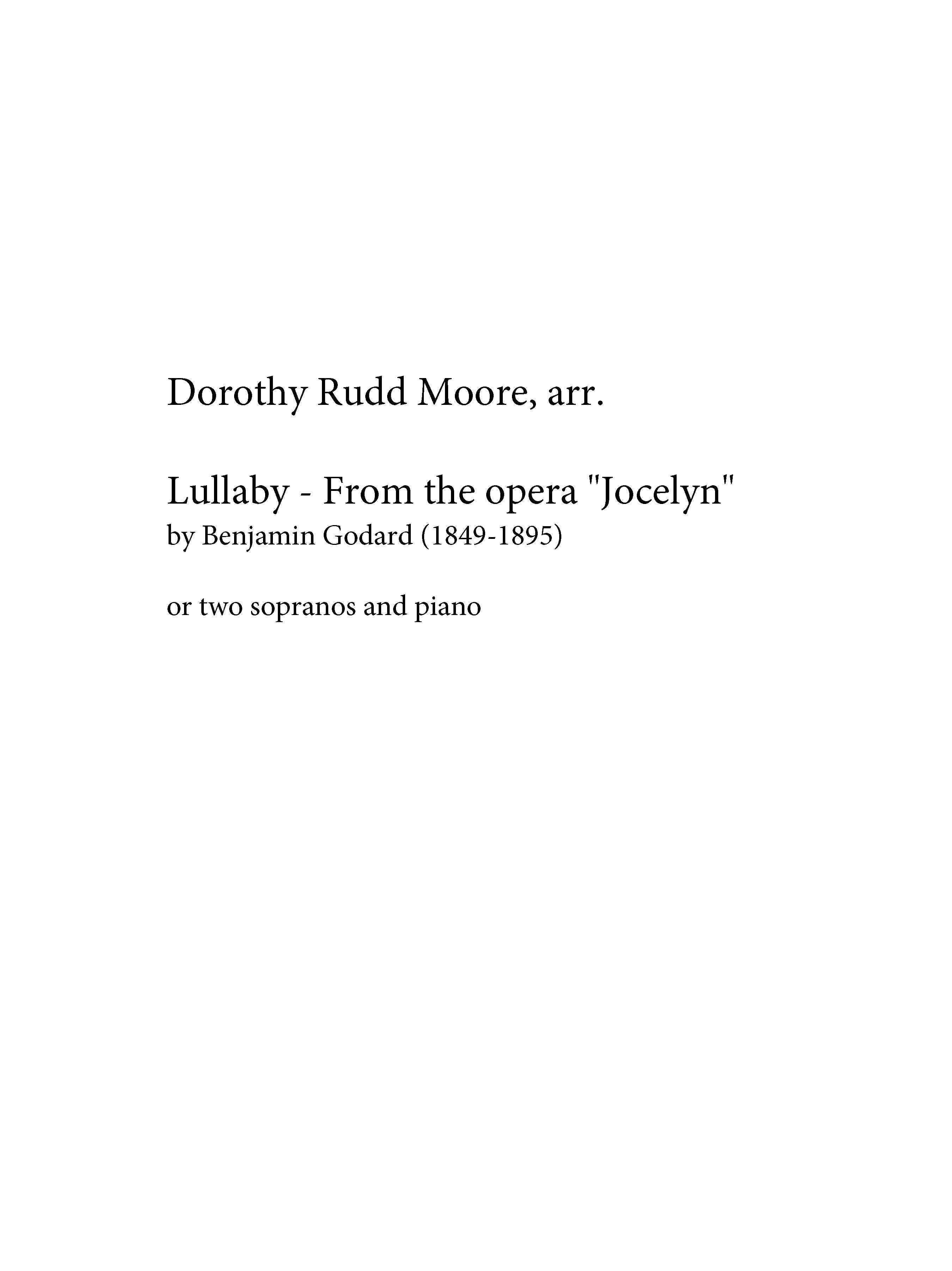 LULLABY from the opera Jocelyn of Benjamin Godard – American Composers ...