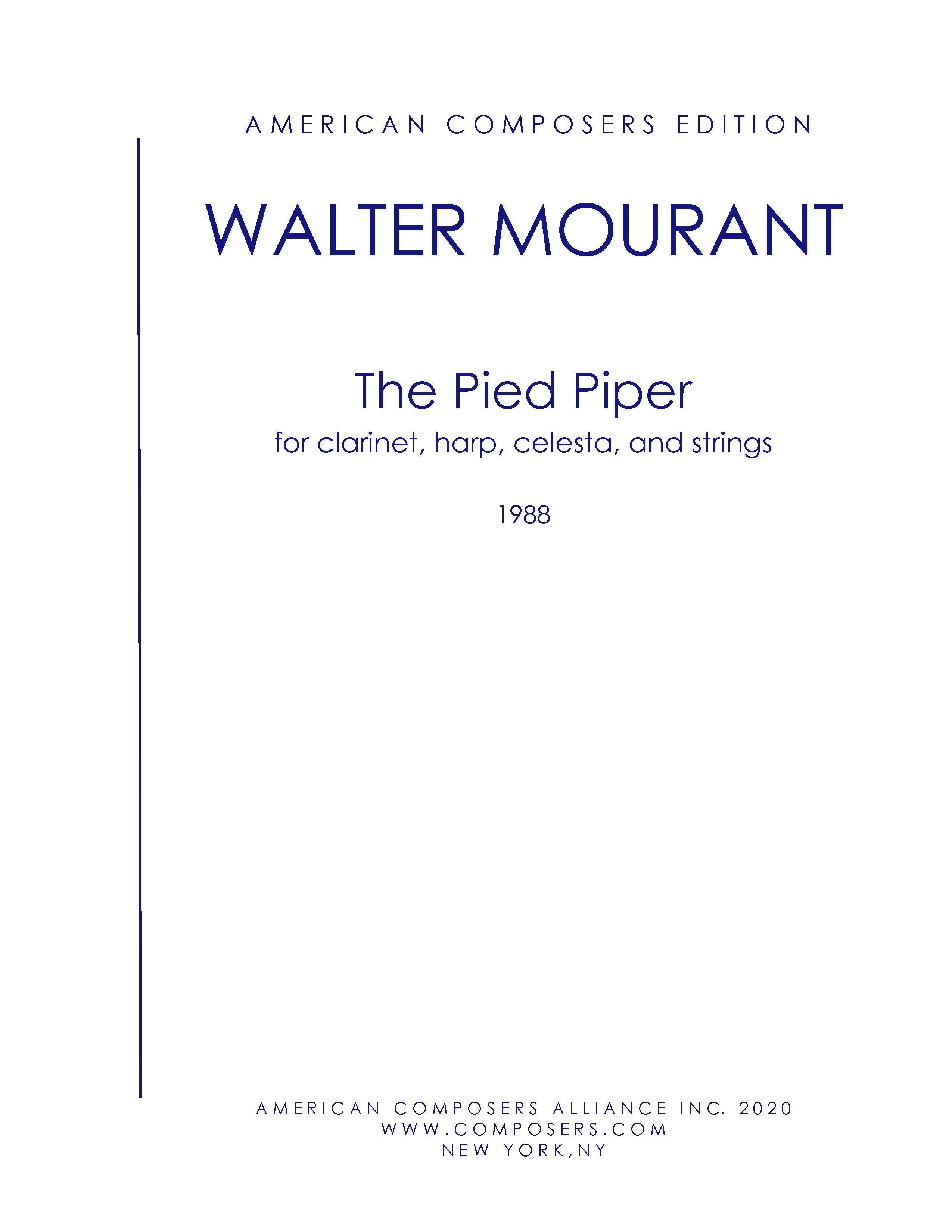 Pied Piper Clarinet And Strings – American Composers Alliance