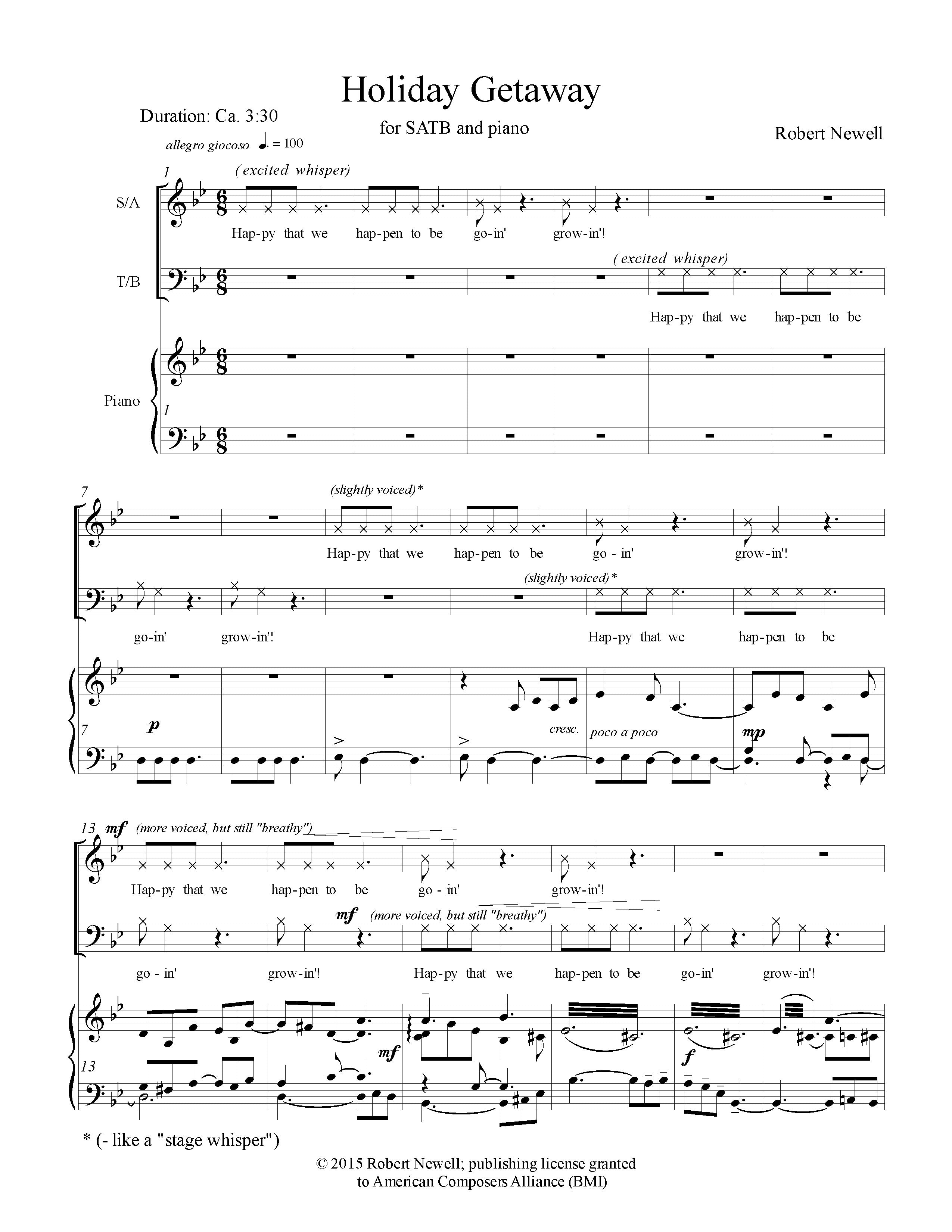 HOLIDAY GETAWAY – American Composers Alliance