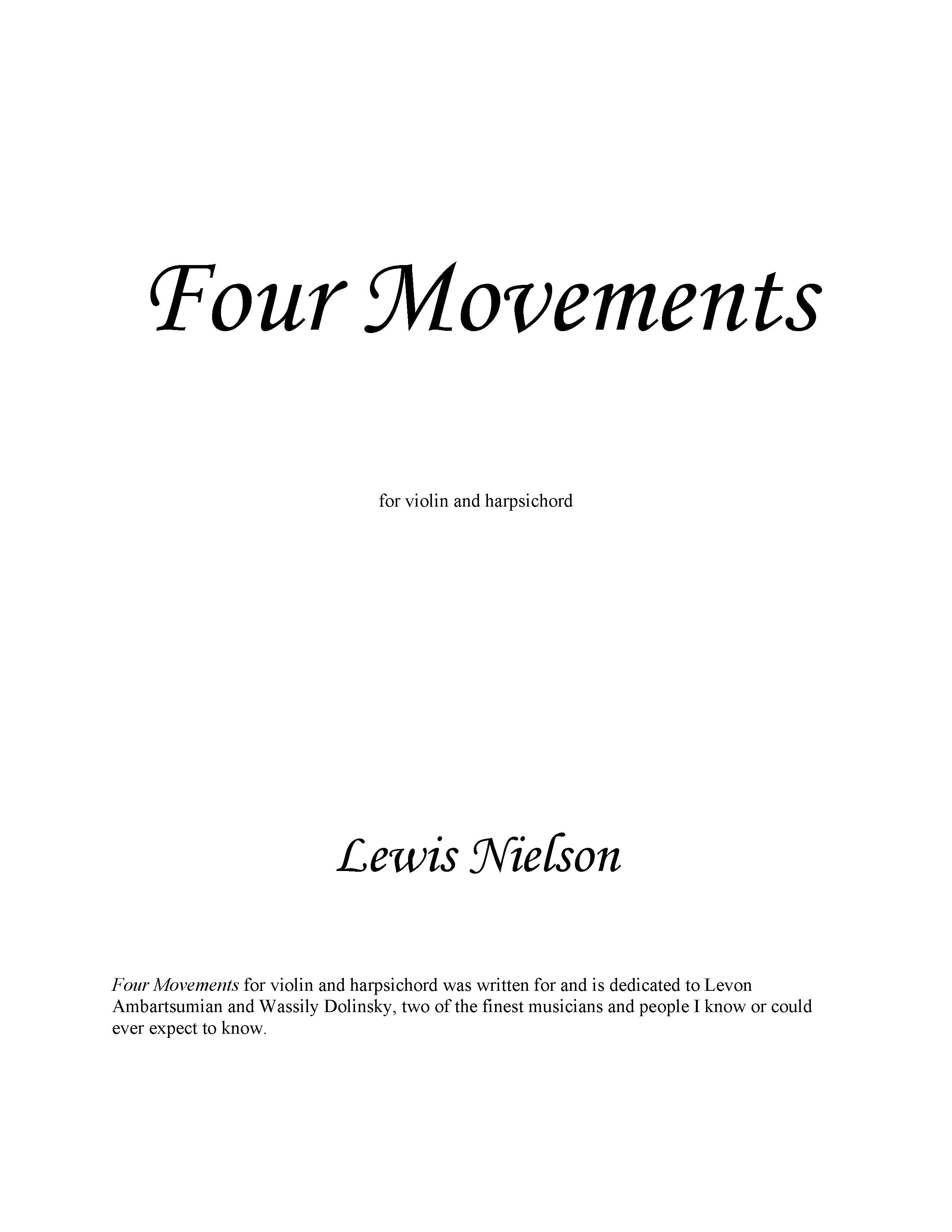 Four Movements for Violin and Harpsichord – American Composers Alliance