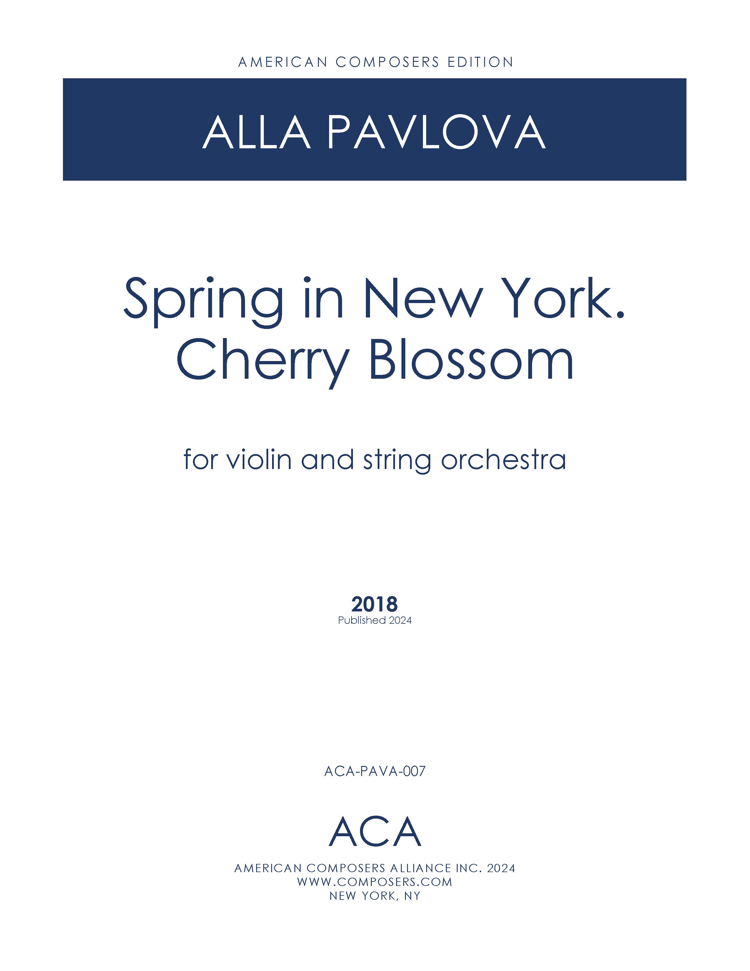 SPRING IN NEW YORK. CHERRY BLOSSOM – American Composers Alliance