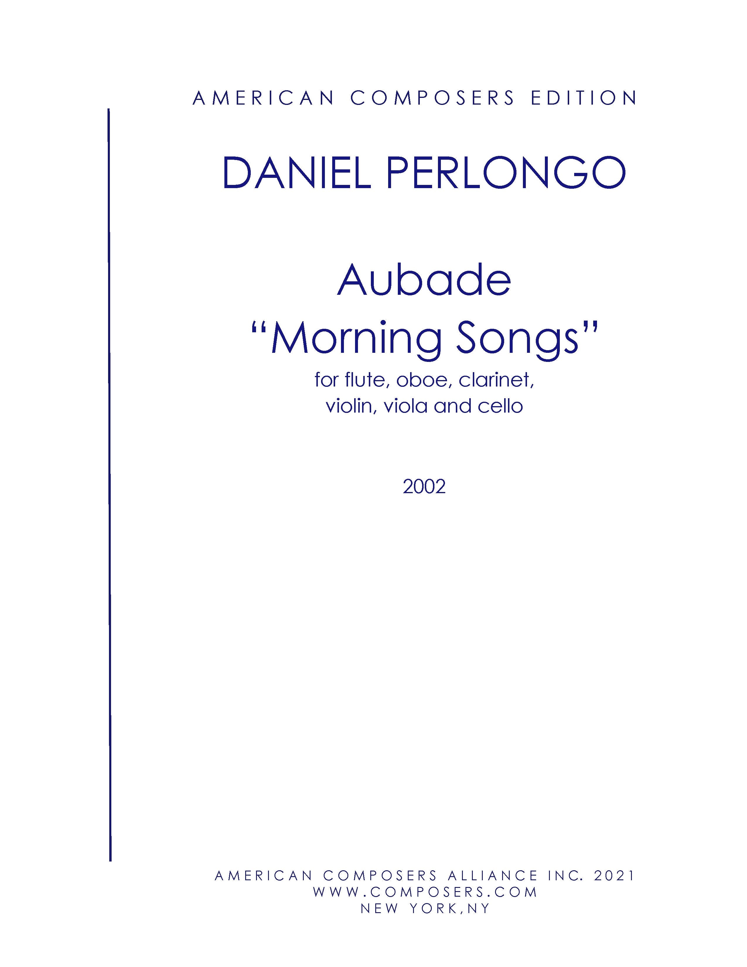 Aubade - Morning Songs – American Composers Alliance