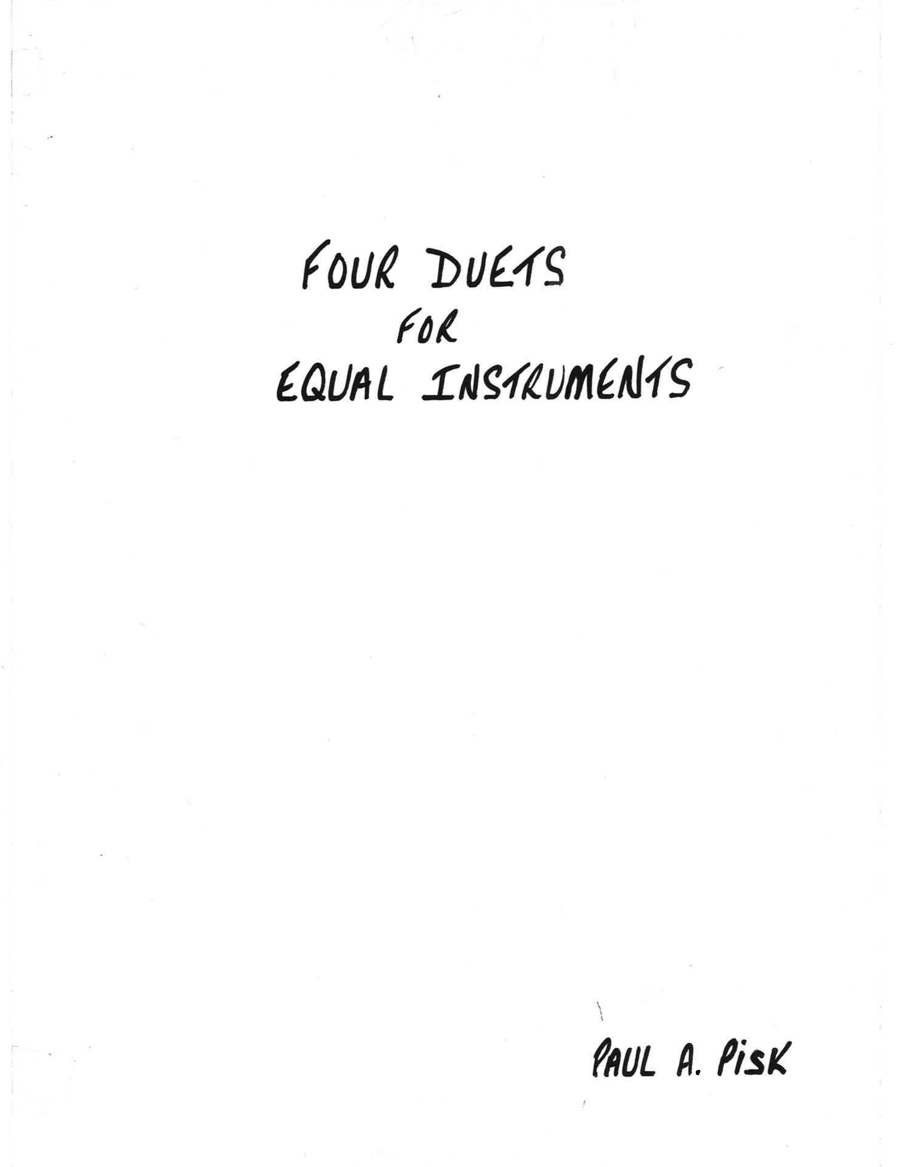 FOUR DUETS FOR EQUAL INSTRUMENTS – American Composers Alliance