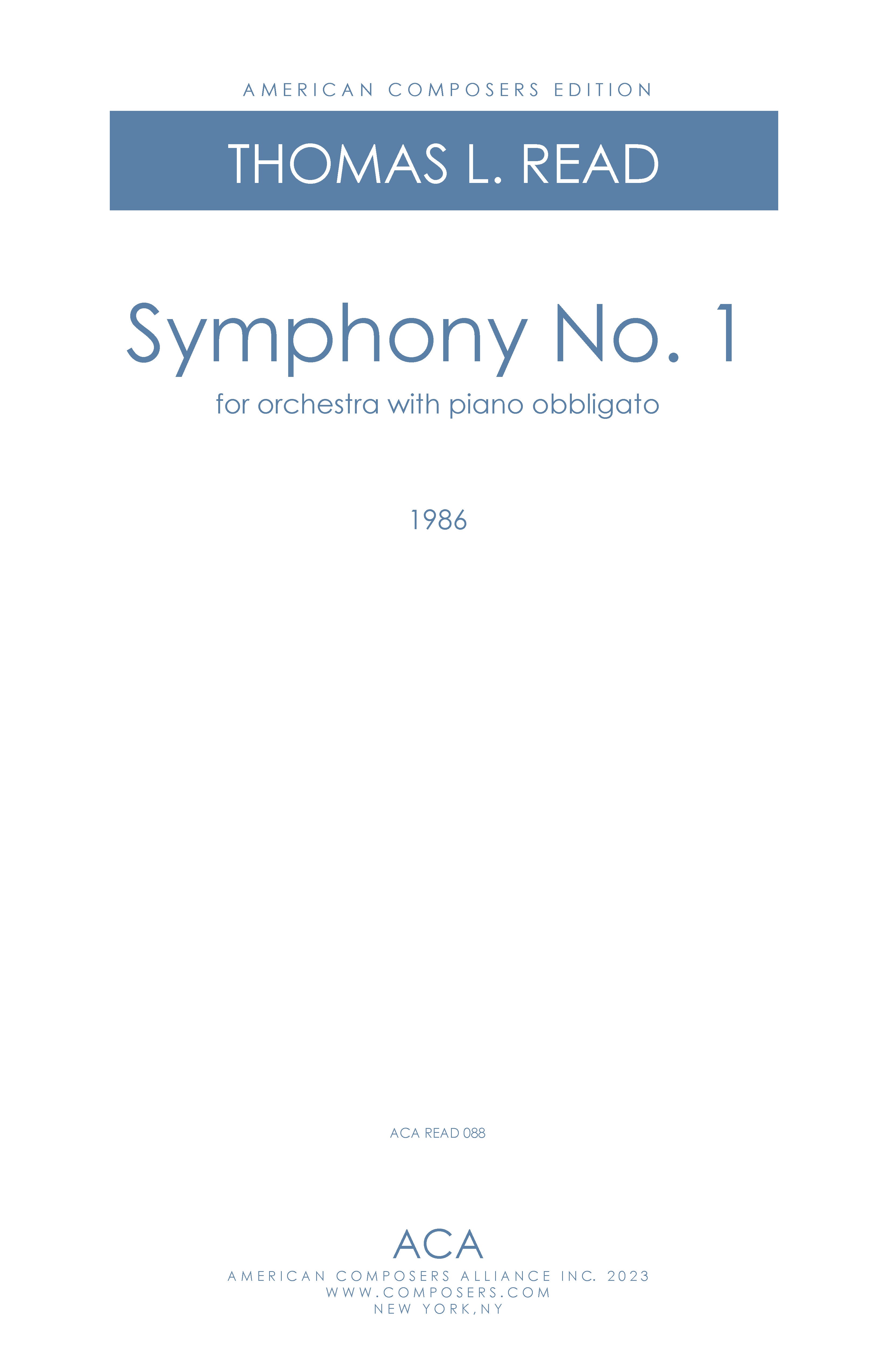 SYMPHONY NO. 1 – American Composers Alliance