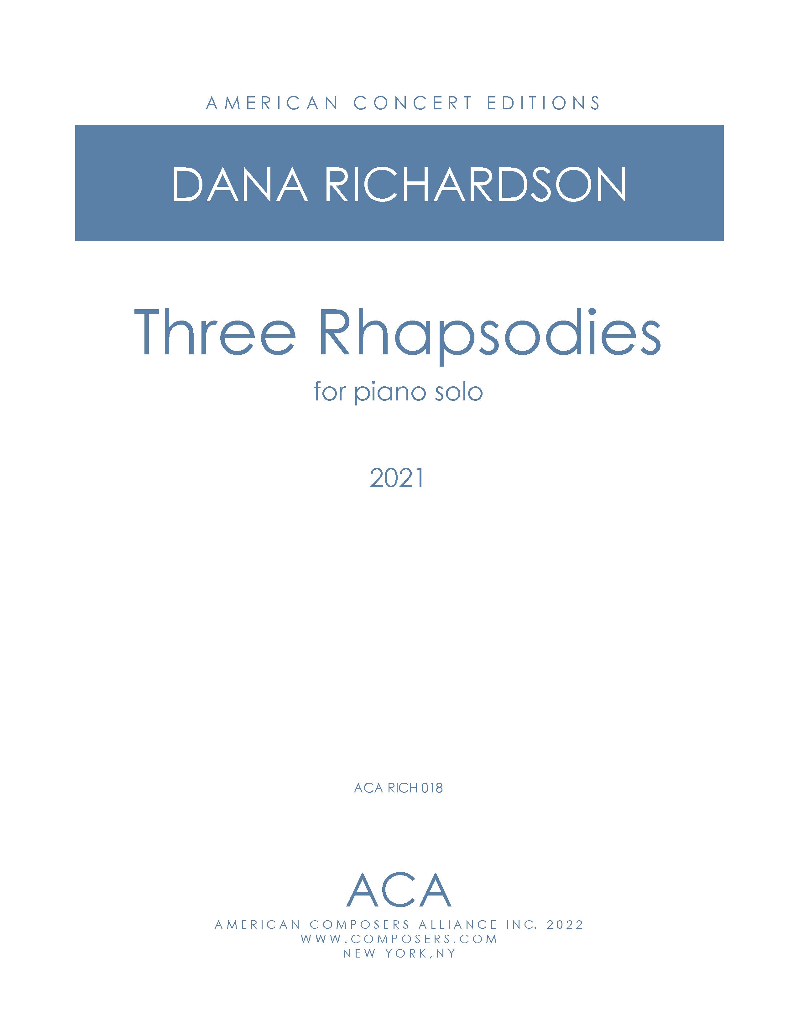 Three Rhapsodies – American Composers Alliance