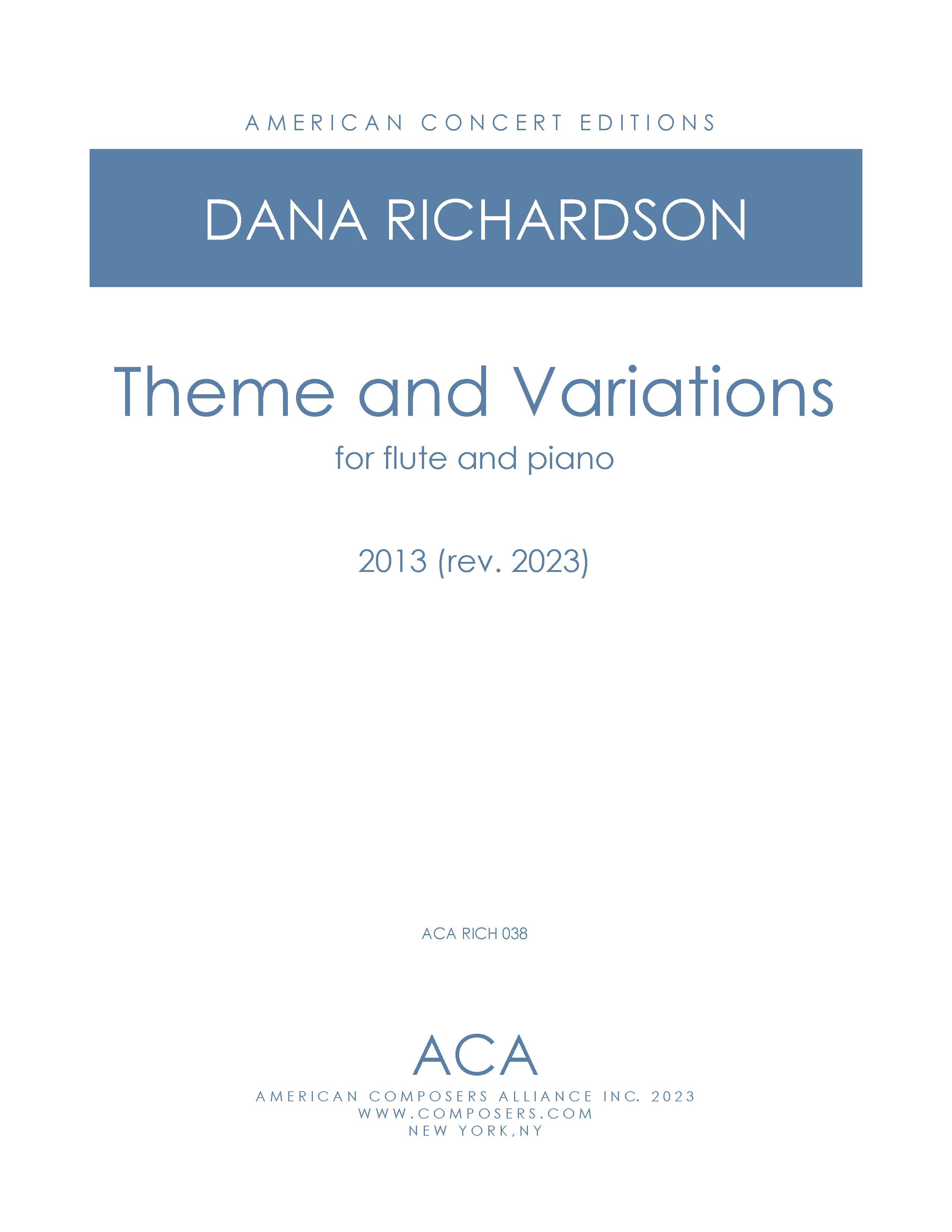 Theme and Variations - for Flute and Piano – American Composers Alliance