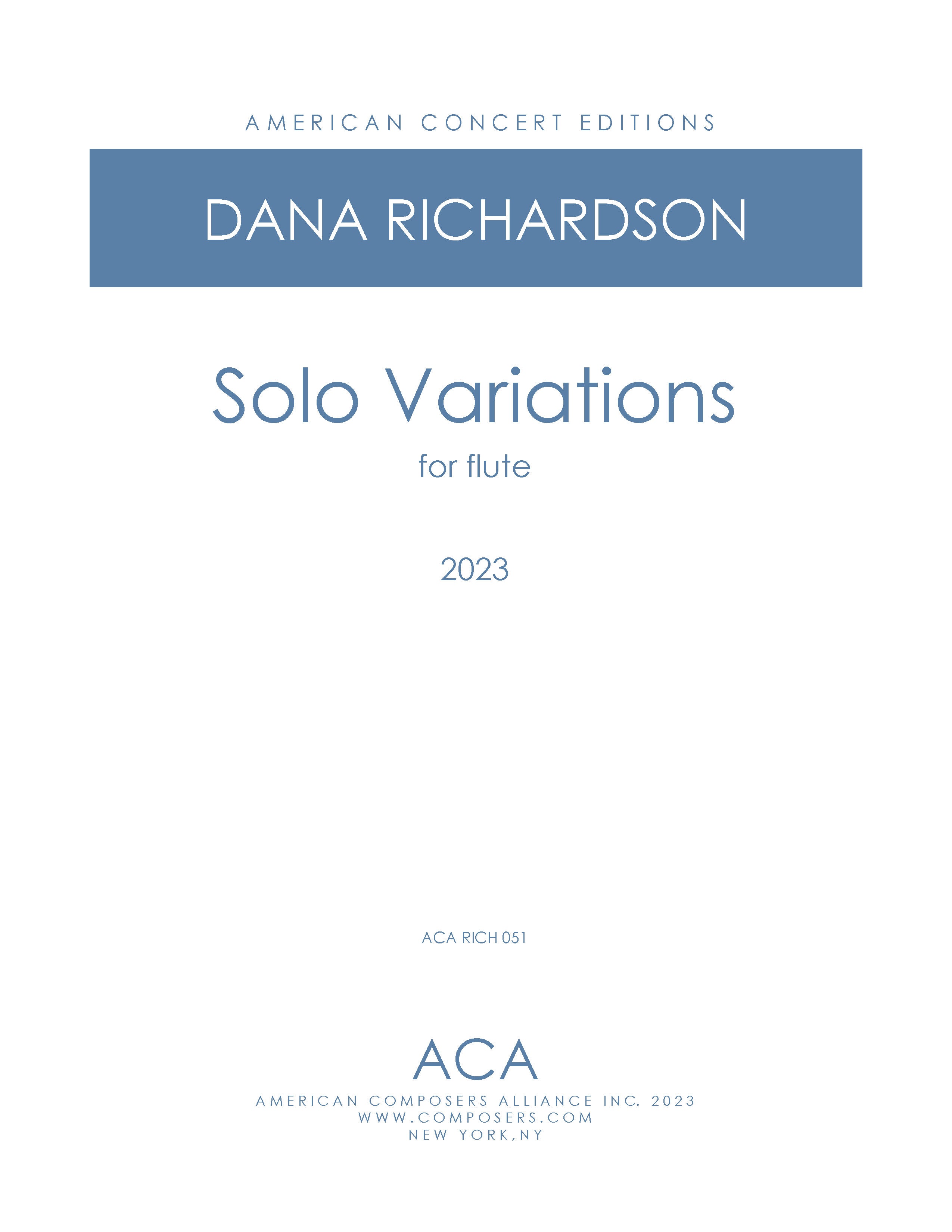 Solo Variations for Flute – American Composers Alliance