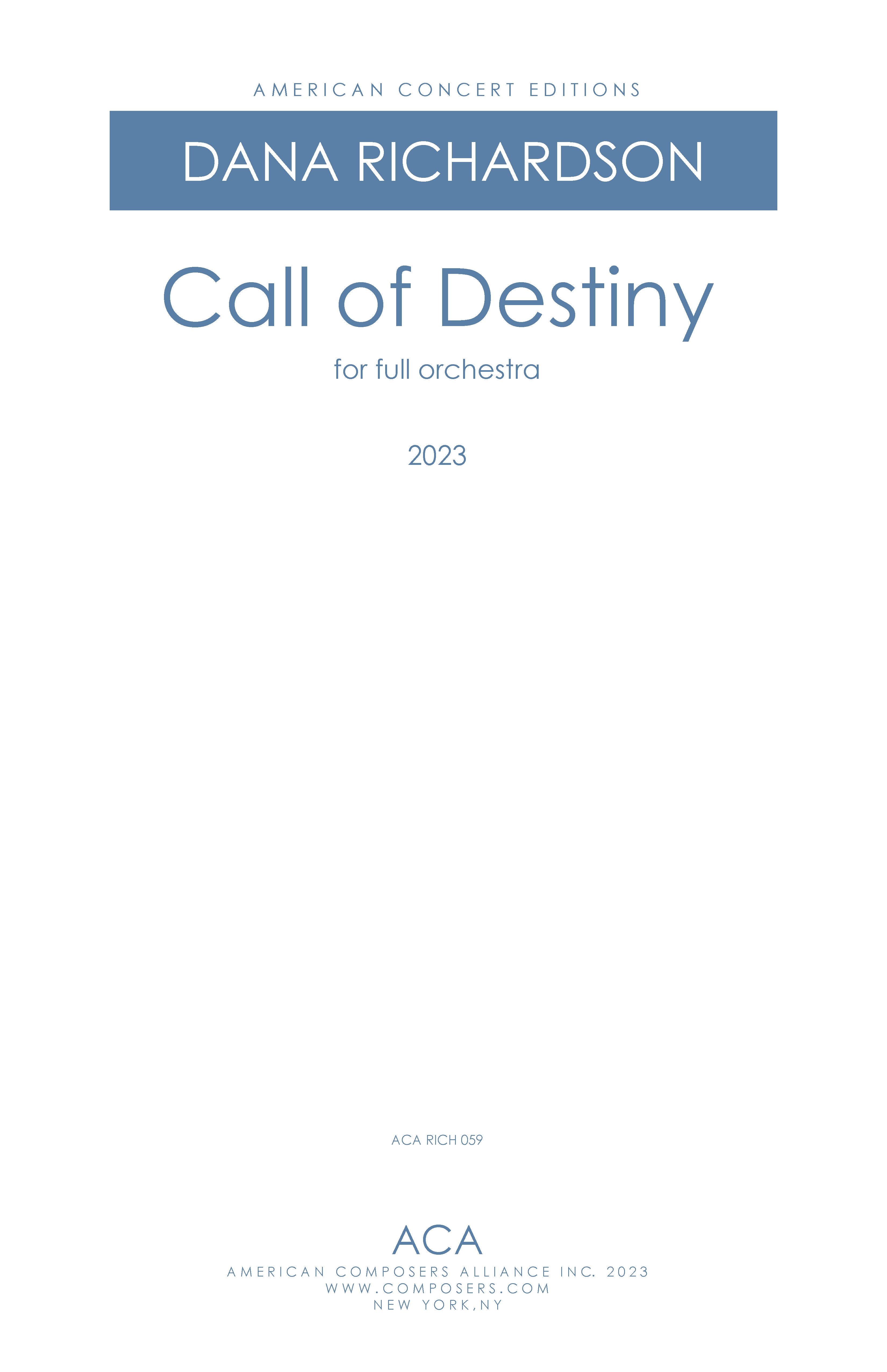 Call of Destiny – American Composers Alliance