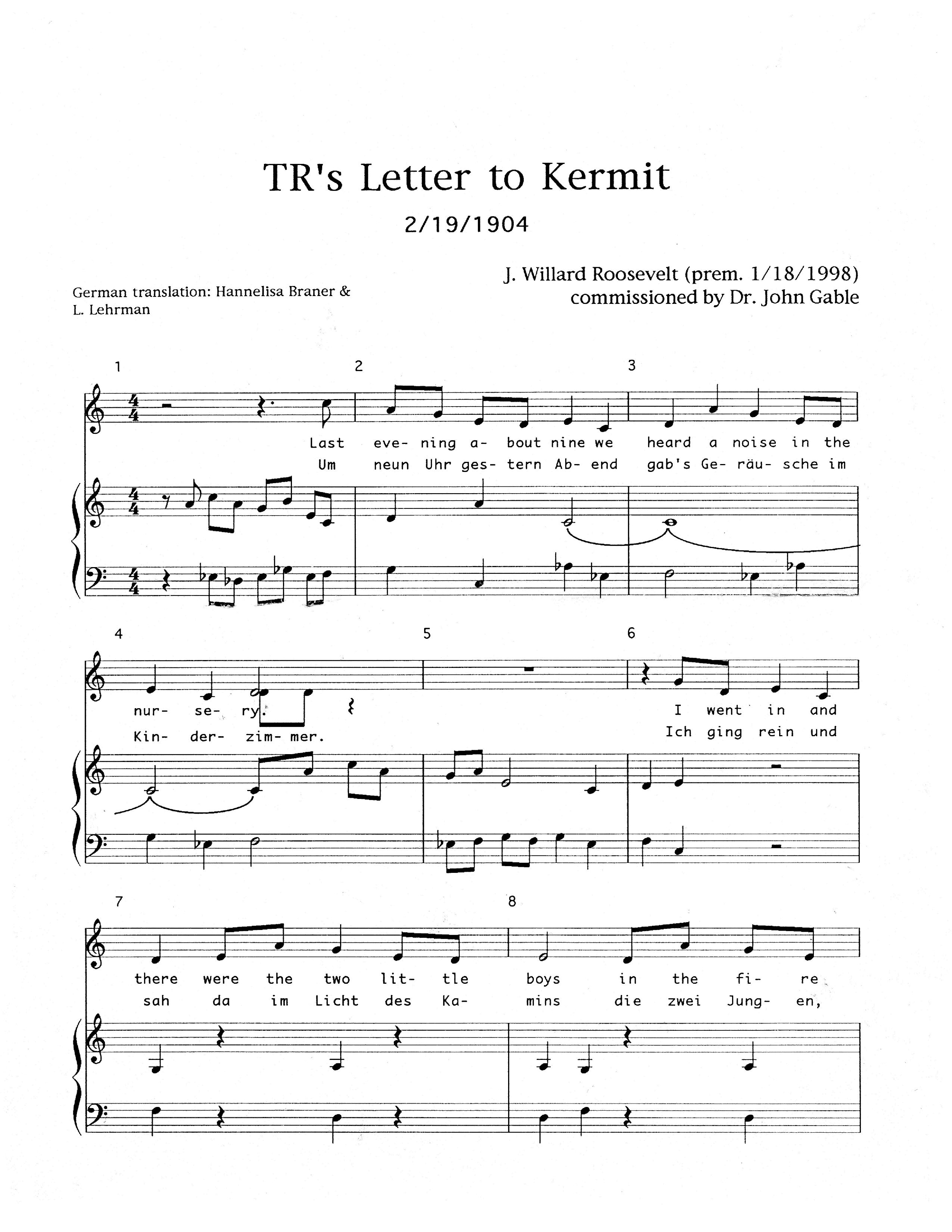 TR's LETTER TO KERMIT – American Composers Alliance