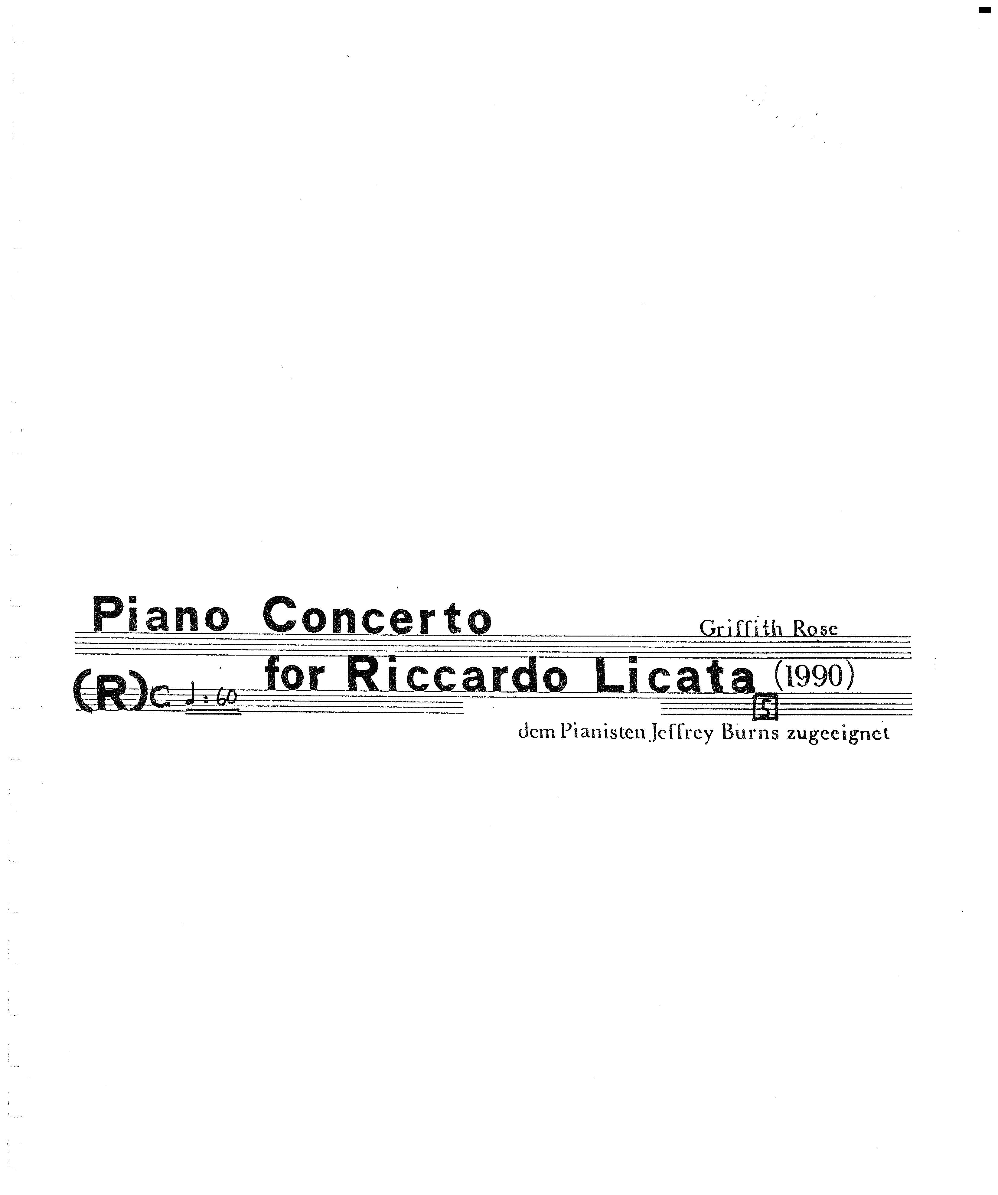 Piano Concerto for Richard Licata – American Composers Alliance