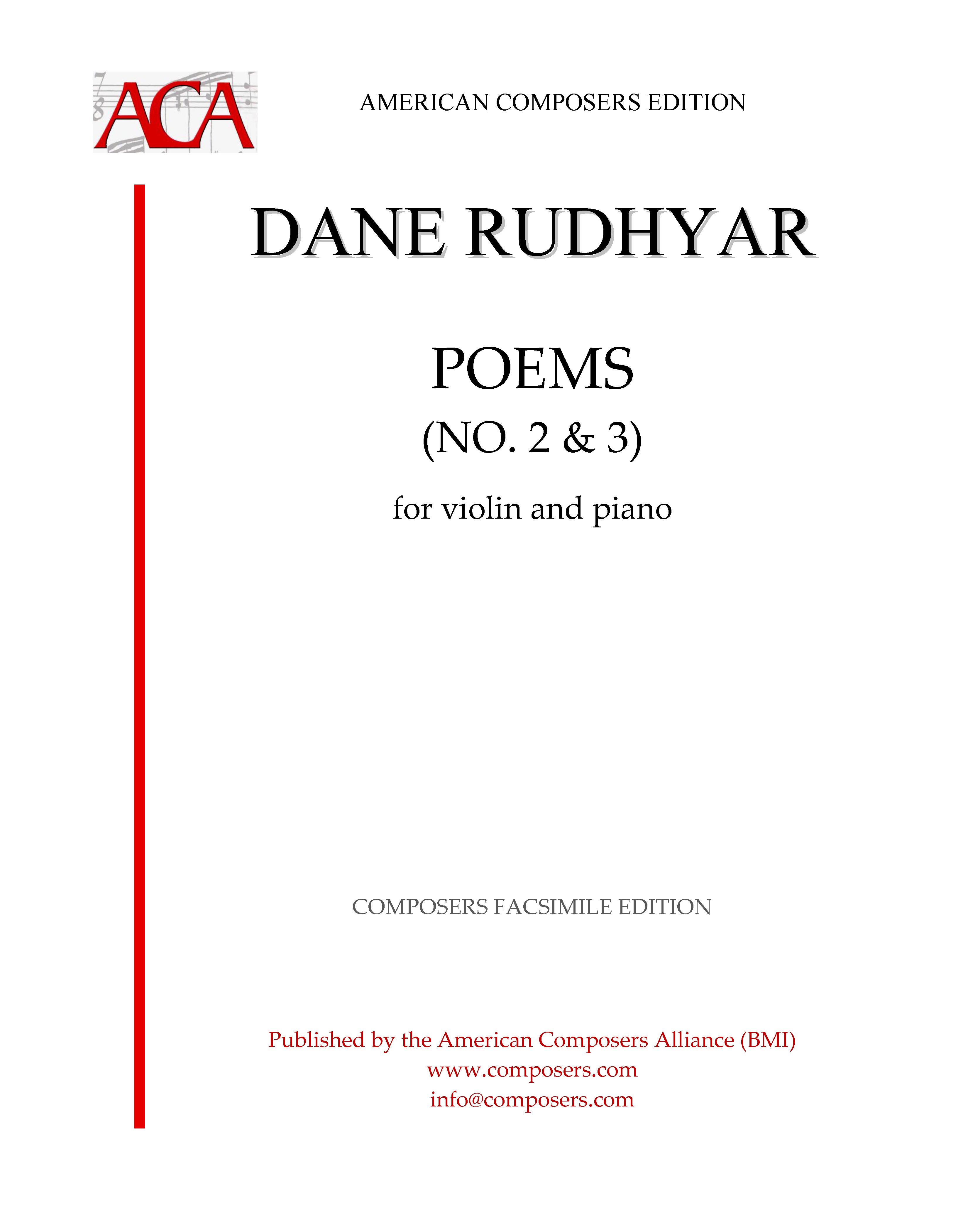 POEMS (NO. 2 & 3) for Violin & Piano – American Composers Alliance