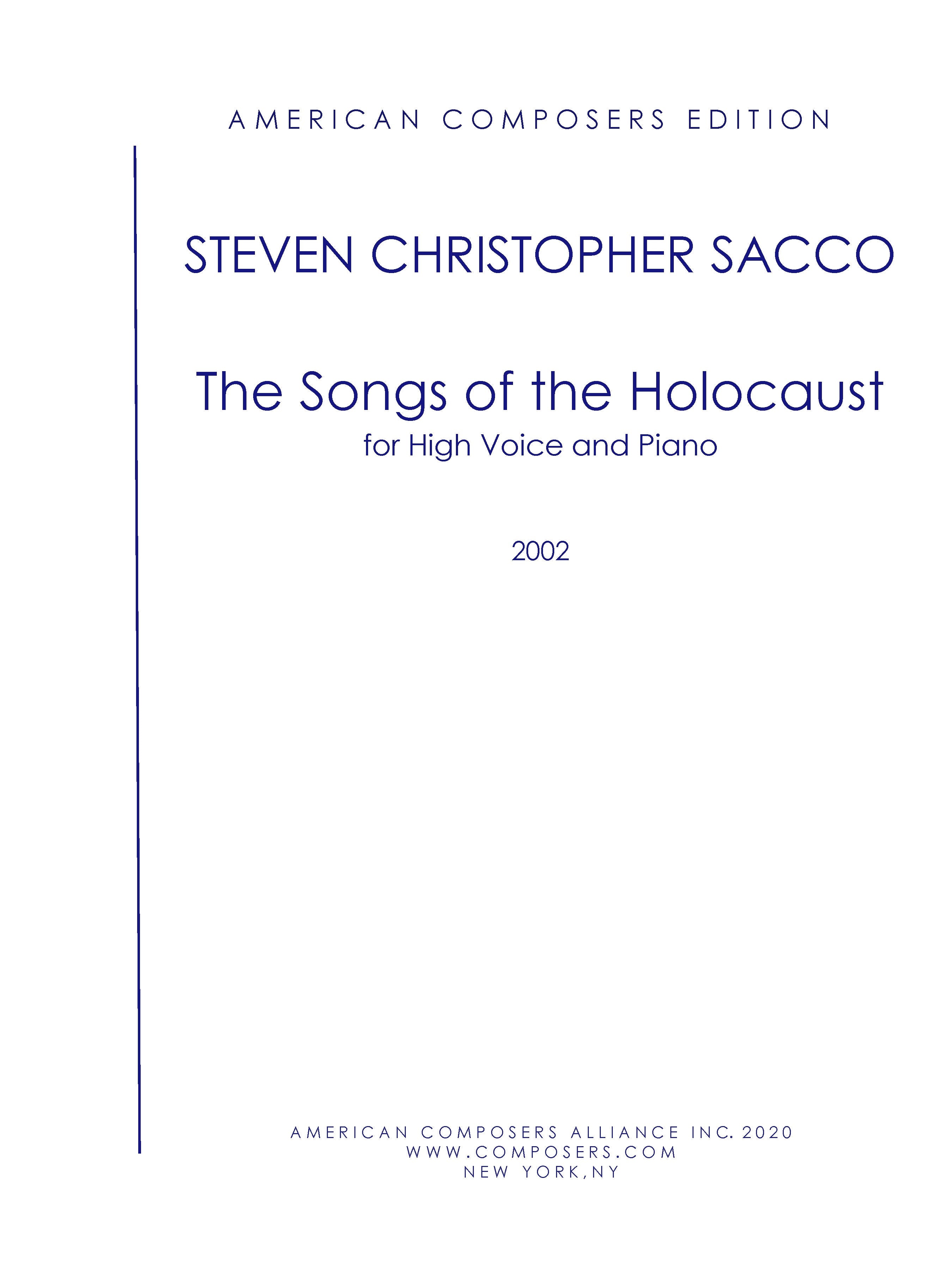 SONGS OF THE HOLOCAUST – American Composers Alliance