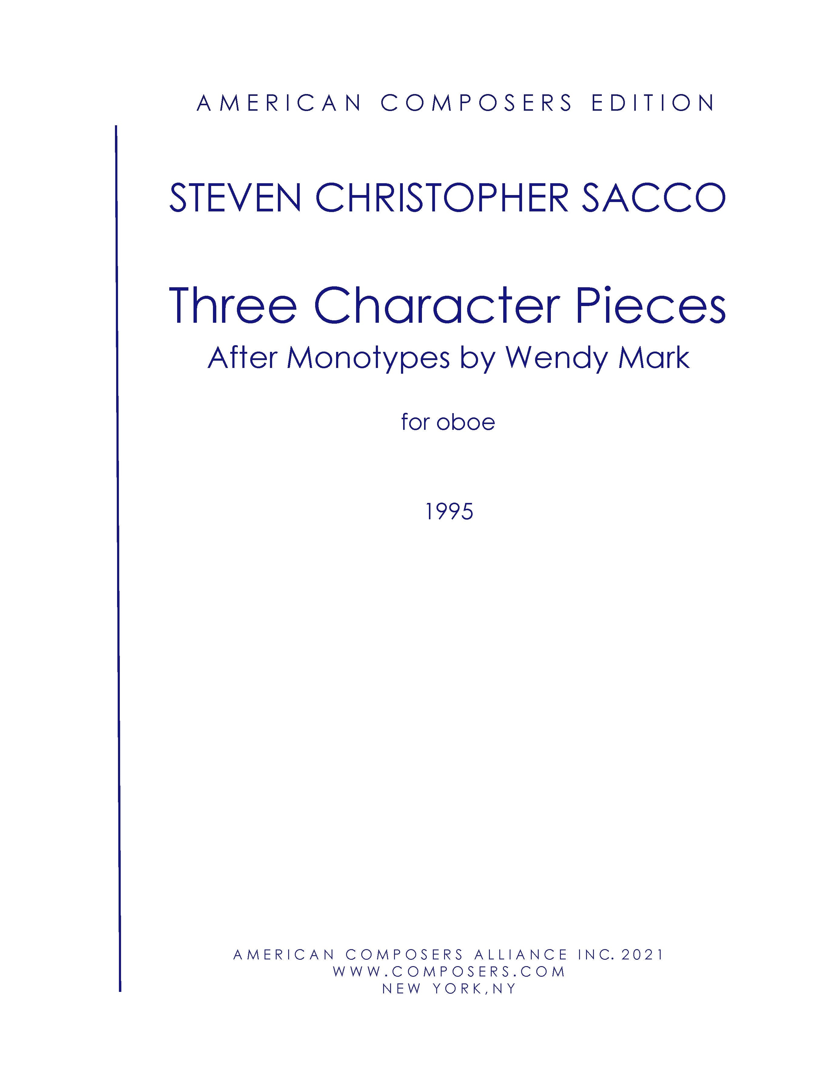 THREE CHARACTER PIECES AFTER MONOTYPES BY WENDY MARK – American ...