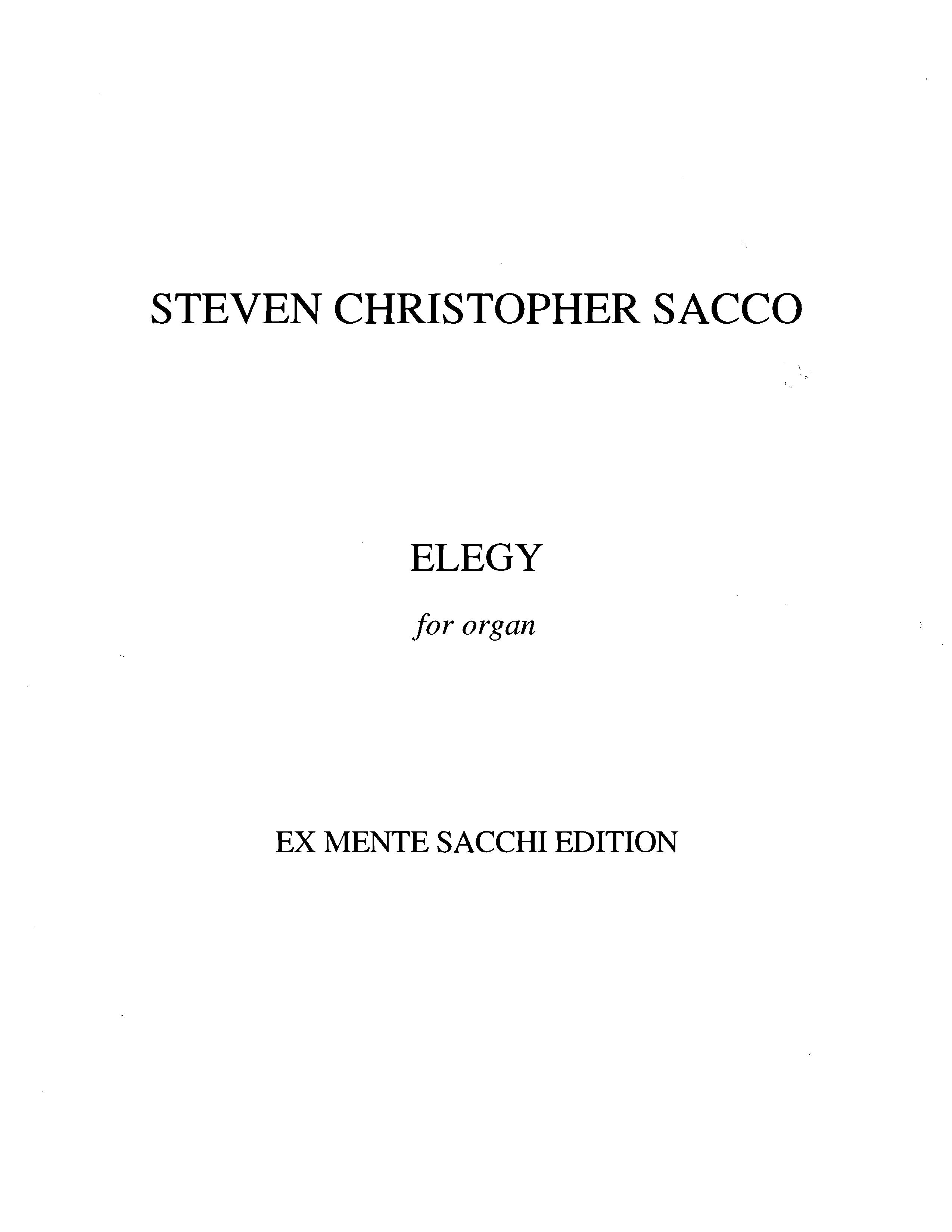 ELEGY for organ solo – American Composers Alliance