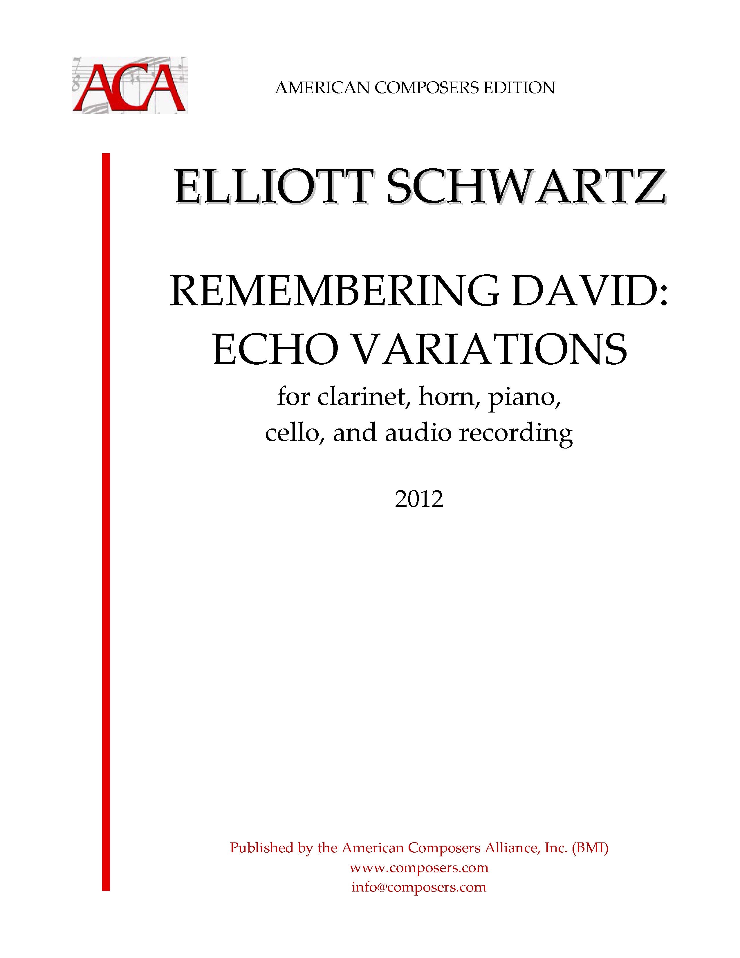 REMEMBERING DAVID: ECHO VARIATIONS – American Composers Alliance
