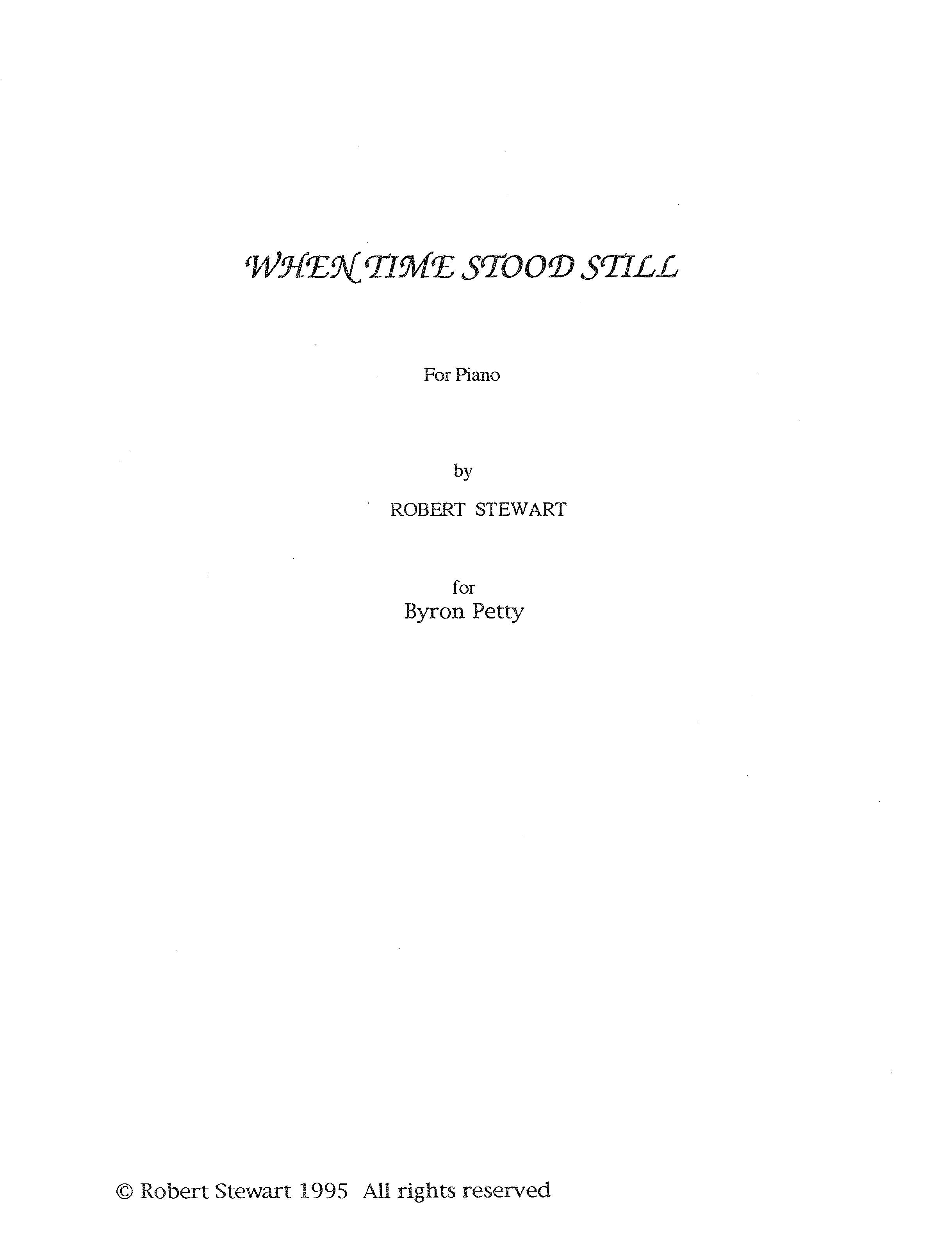 WHEN TIME STOOD STILL – American Composers Alliance