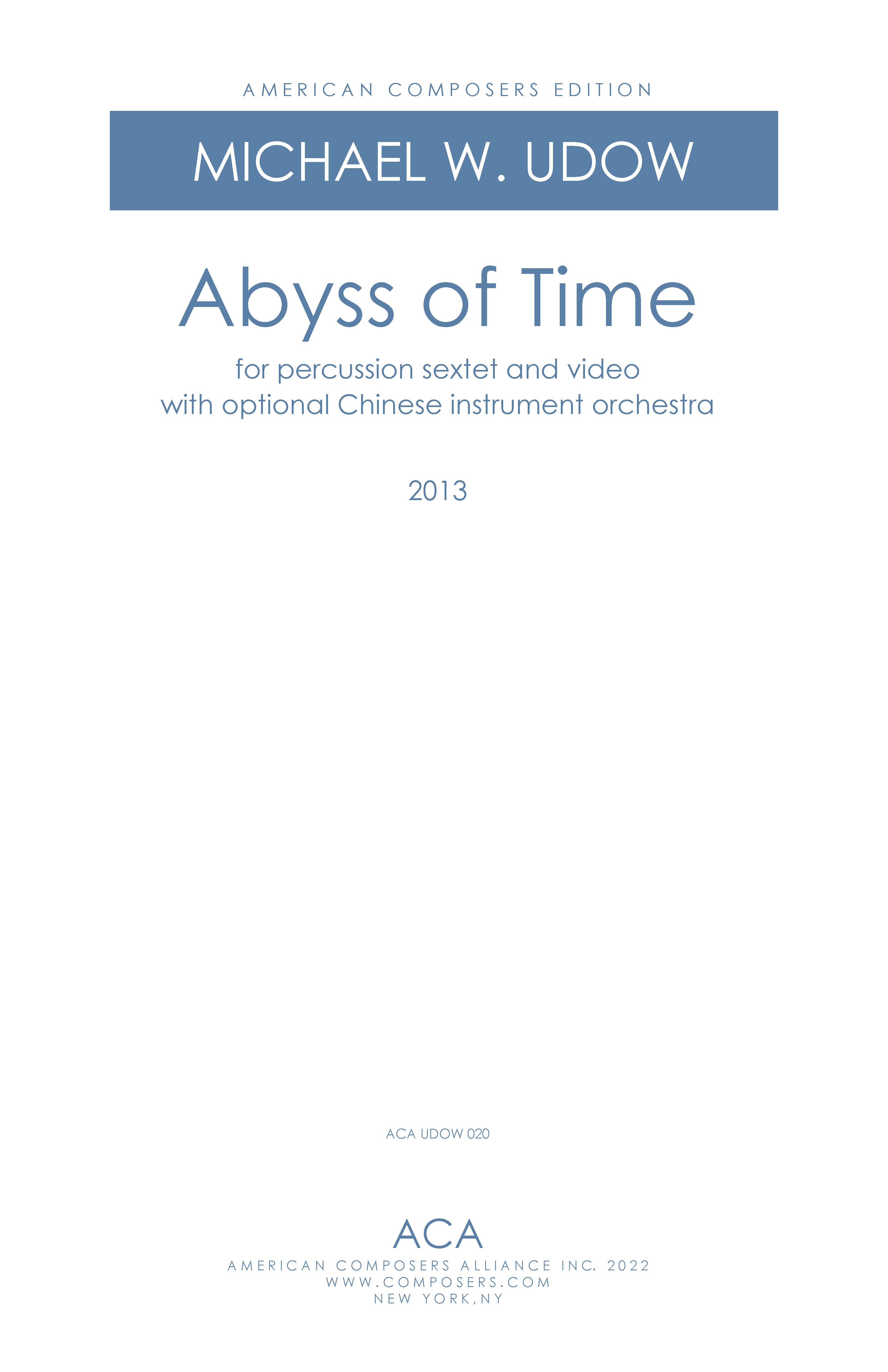 Abyss of Time for Percussion Sextet and Video With Optional Chinese In ...