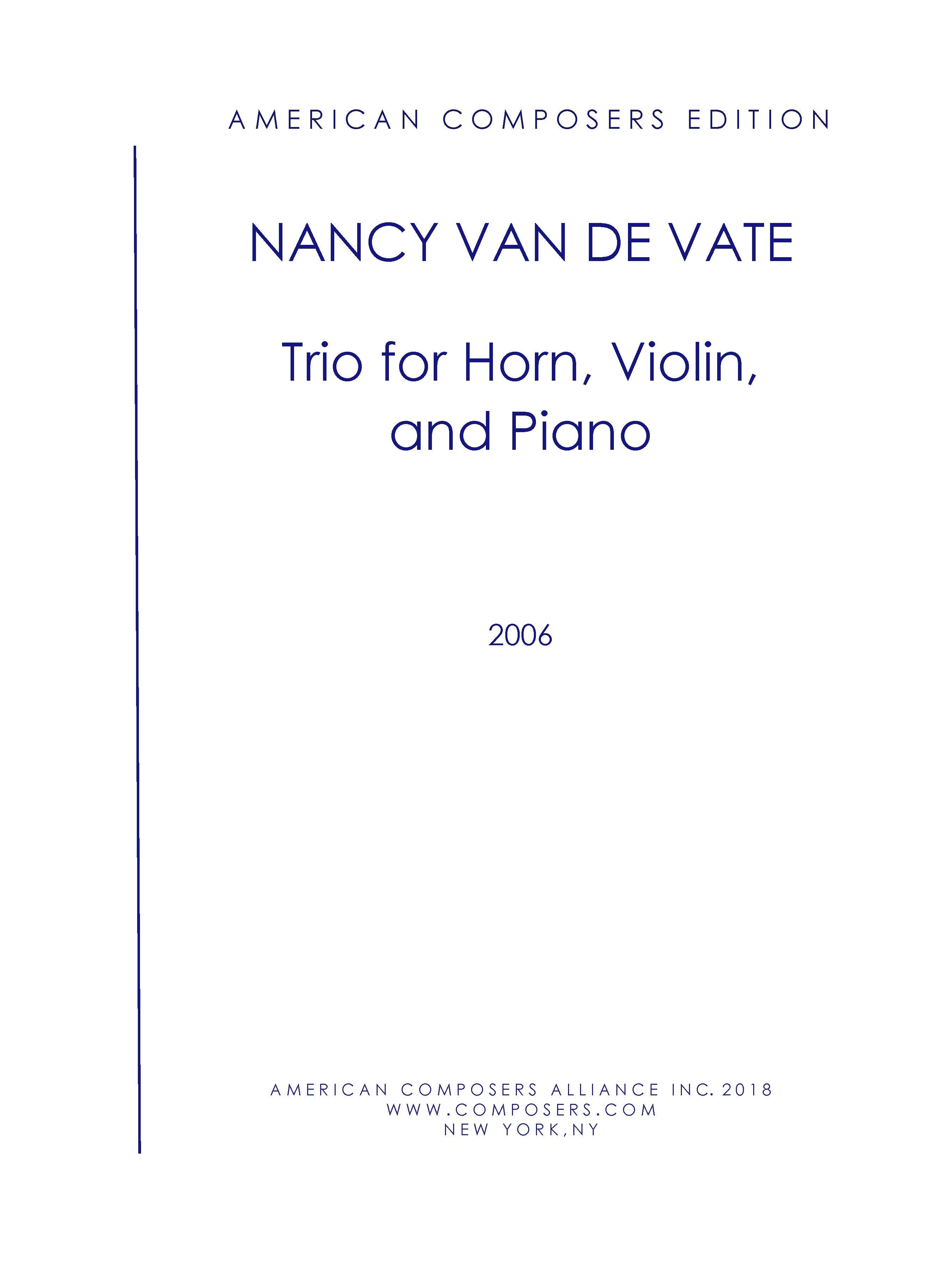 TRIO FOR HORN, VIOLIN, AND PIANO – American Composers Alliance