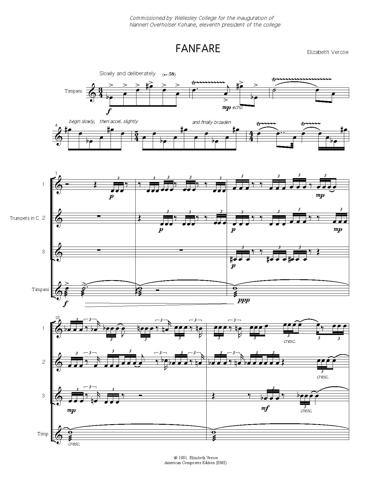 FANFARE for Three Trumpets and Timpani – American Composers Alliance