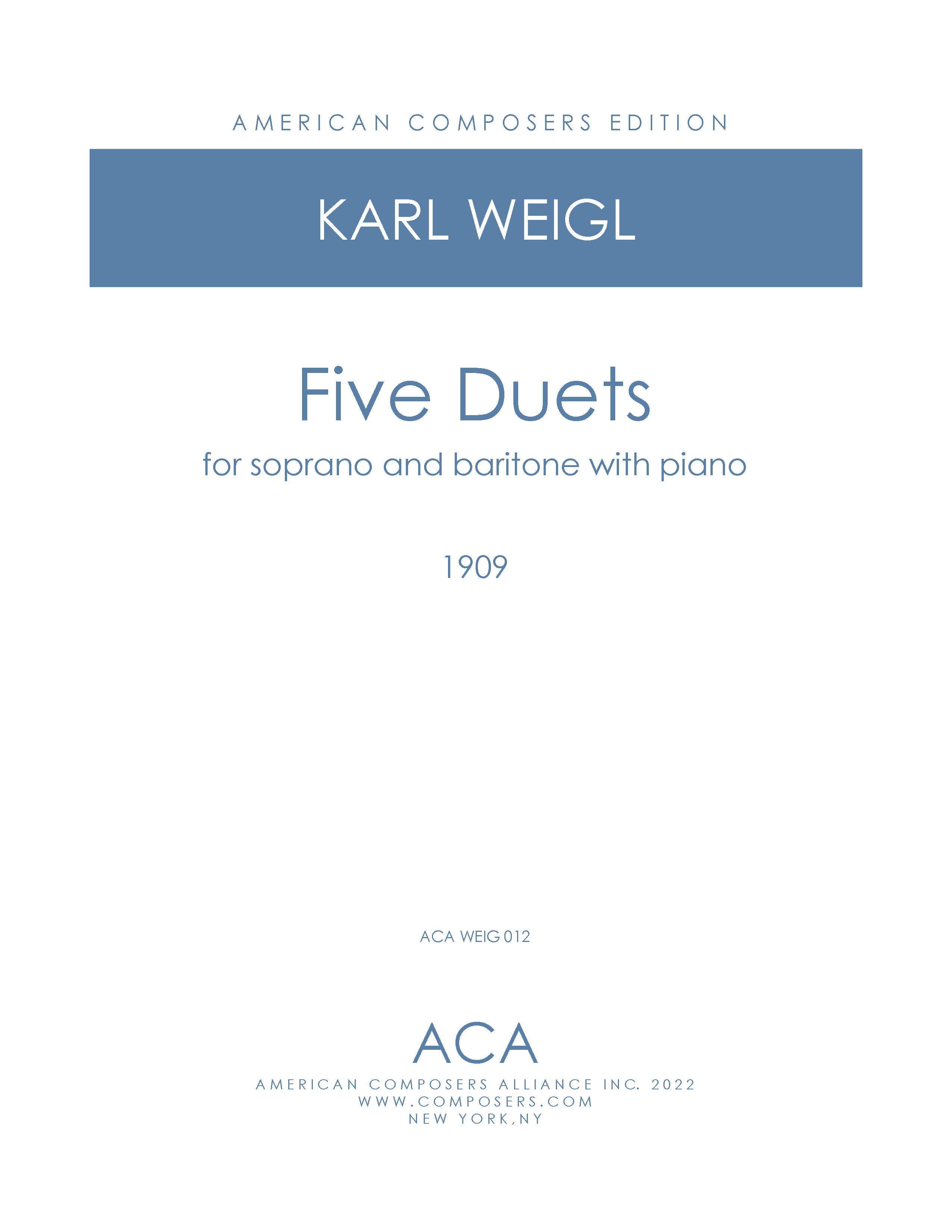 FIVE DUETS FOR SOPRANO AND BARITONE WITH PIANO – American Composers ...