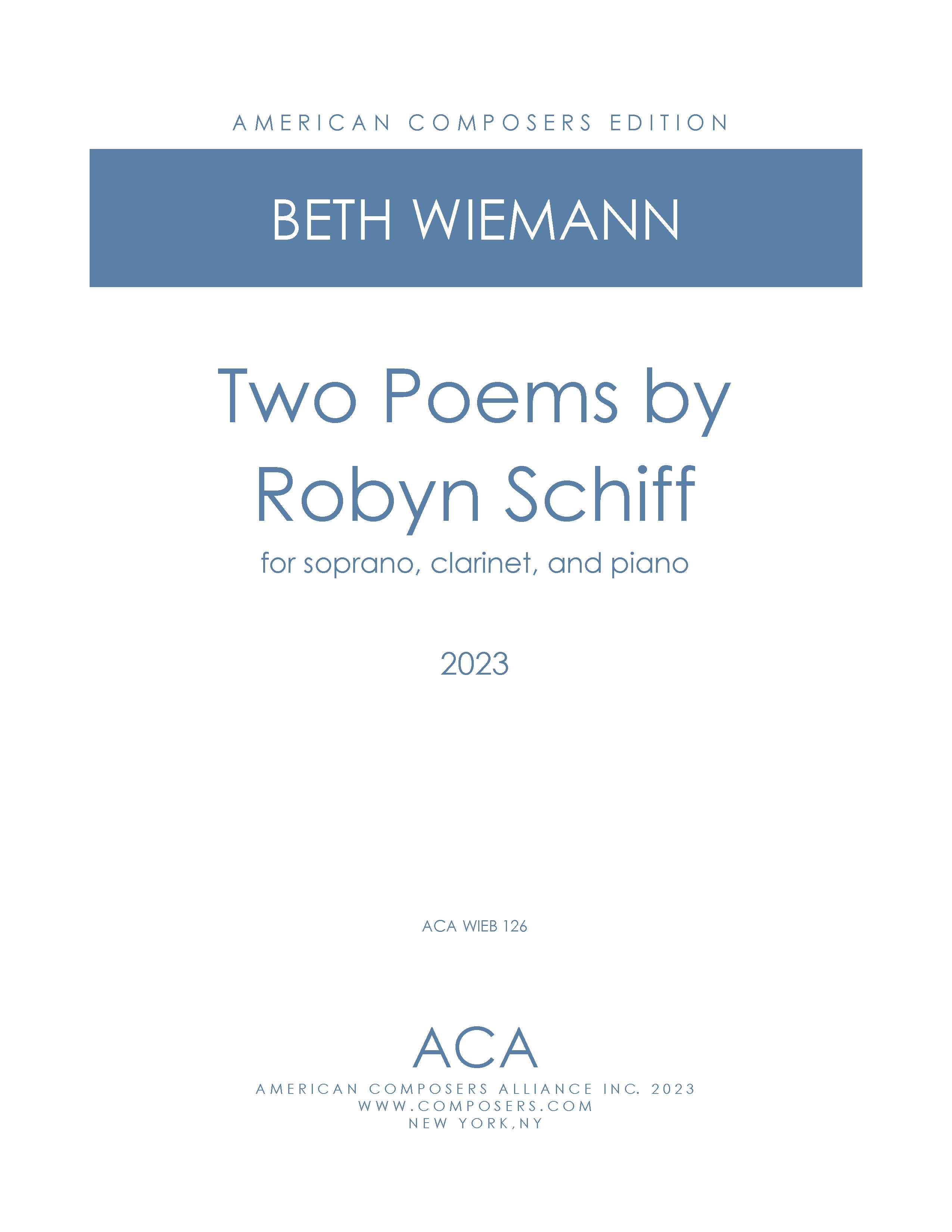 Two Poems by Robyn Schiff – American Composers Alliance