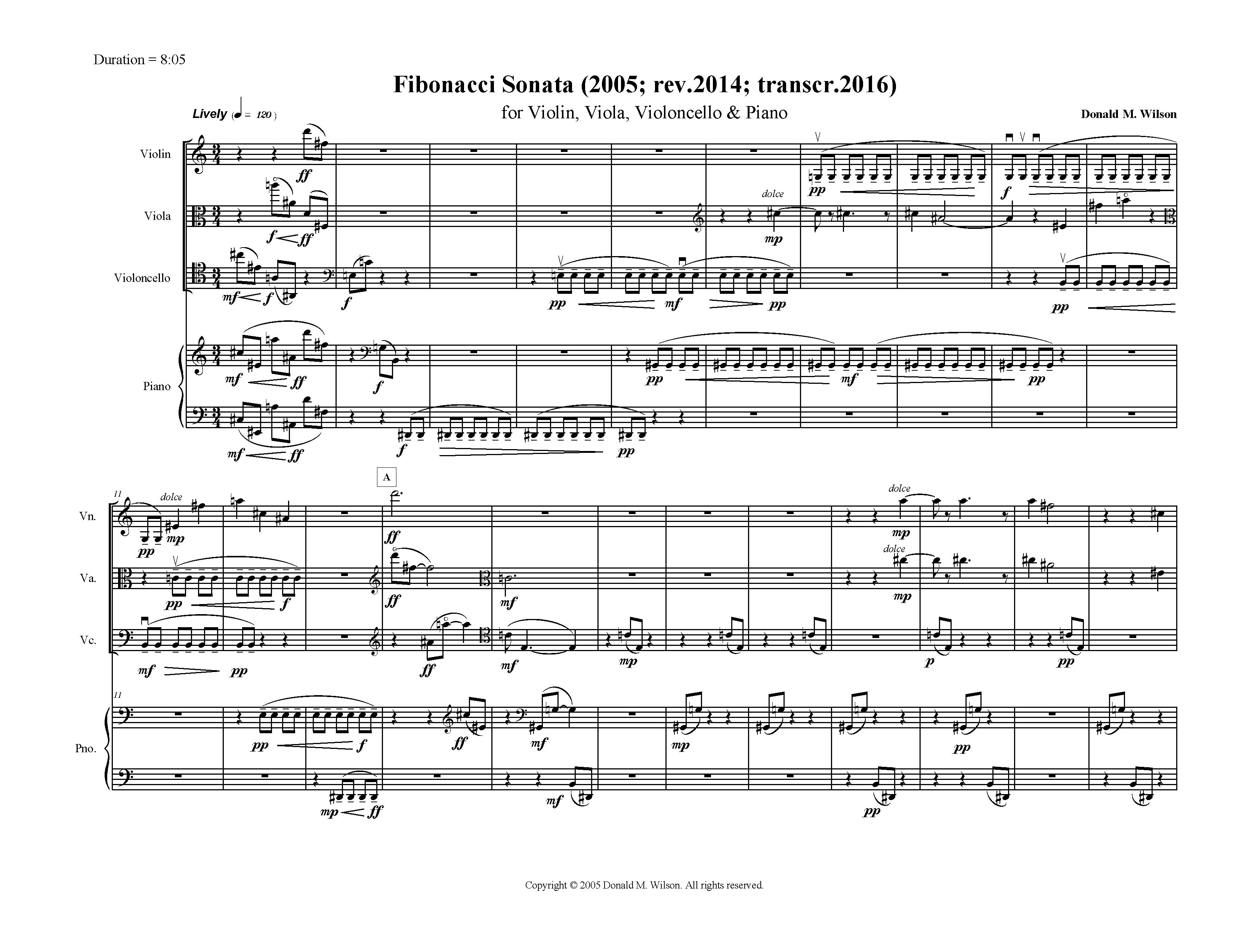 FIBONACCI SONATA - PIANO QUARTET – American Composers Alliance