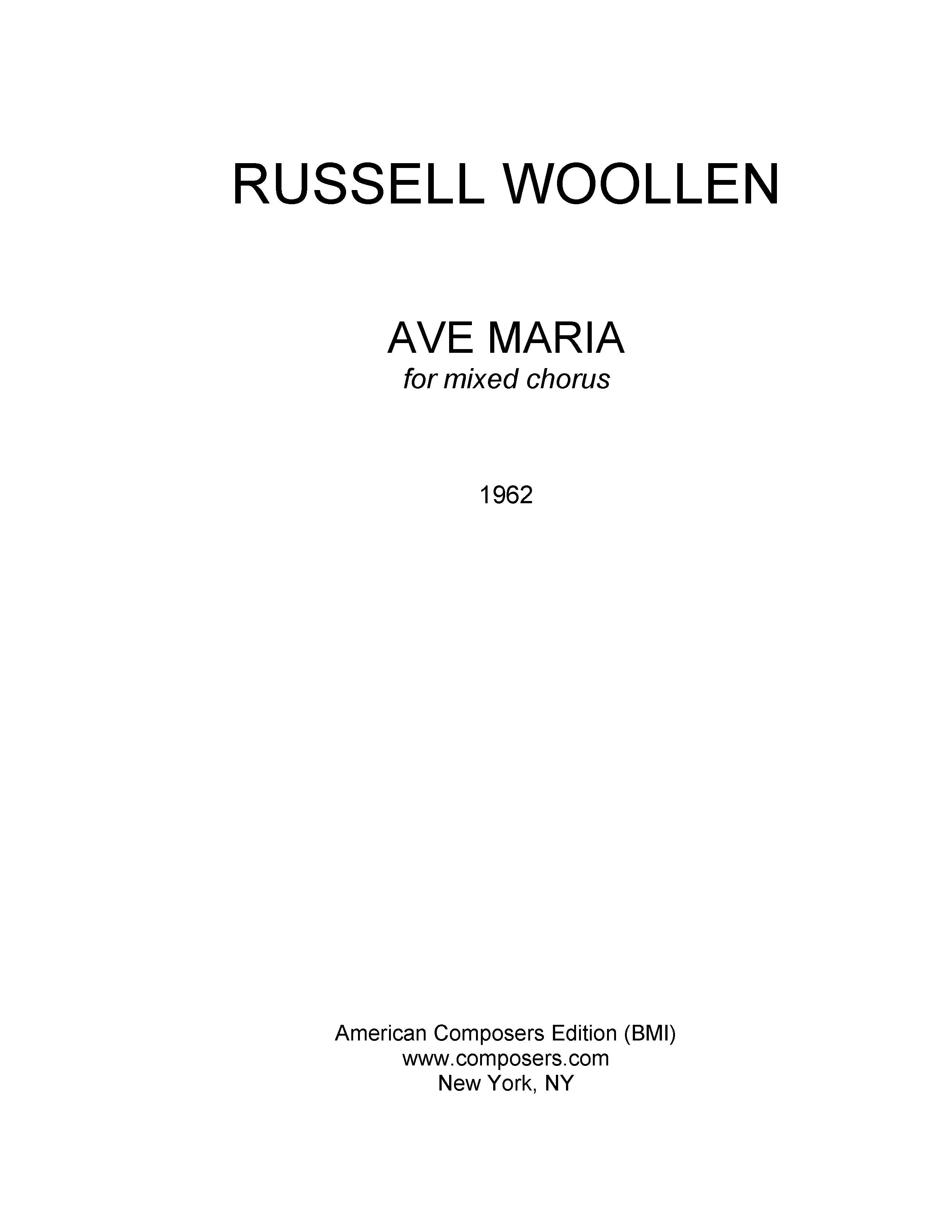 AVE MARIA - SATB – American Composers Alliance